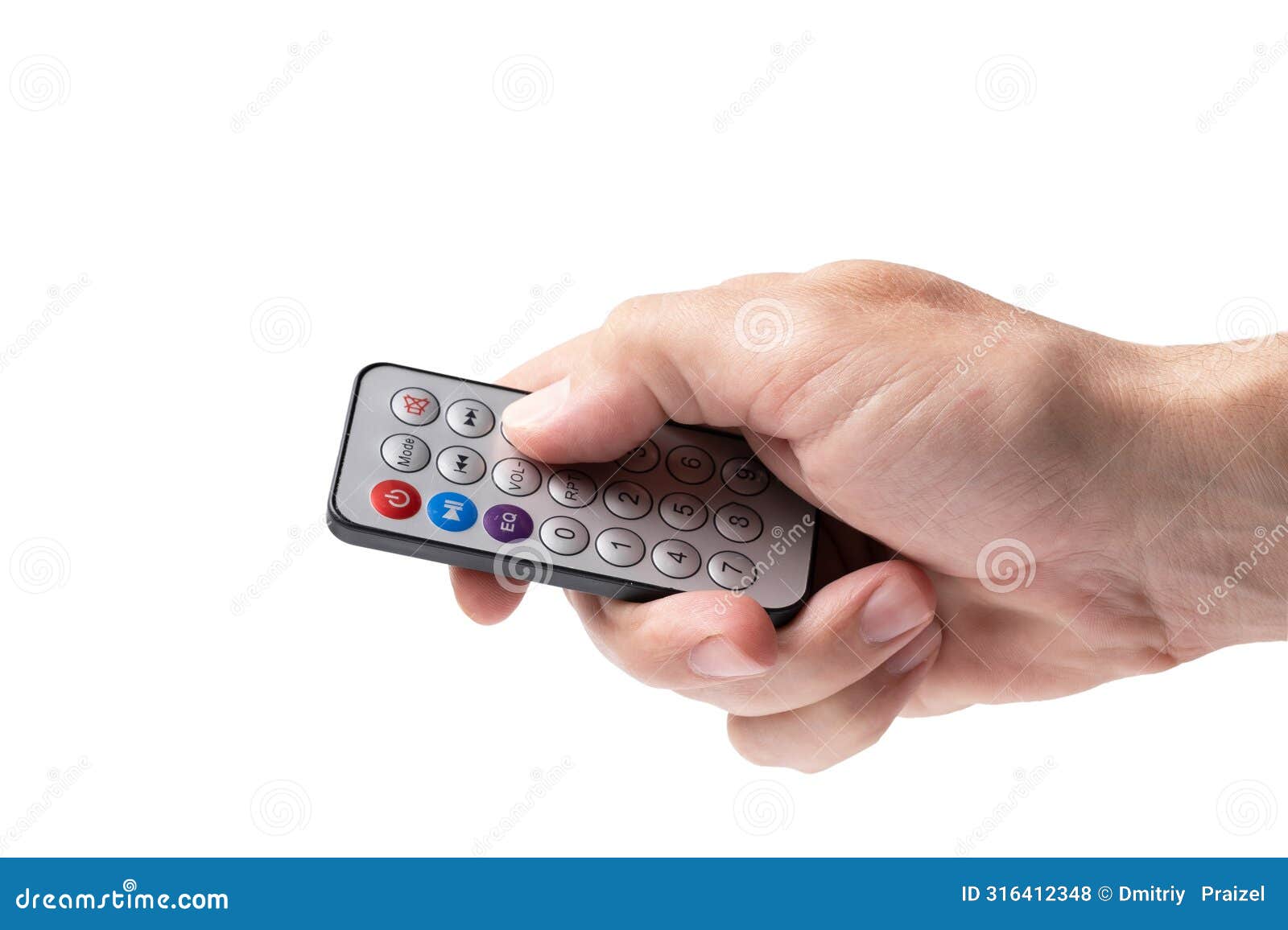 Man Hand Holding a Remote Control Isolated White Background. Stock ...