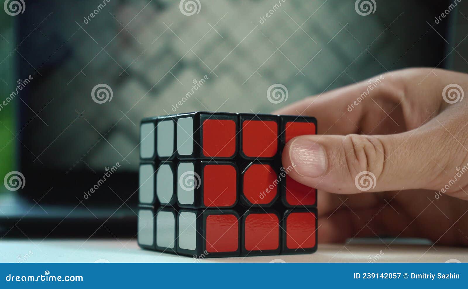 Man Hand Holding Rubik S Cube and Playing with it. Cube Puzzle on the ...