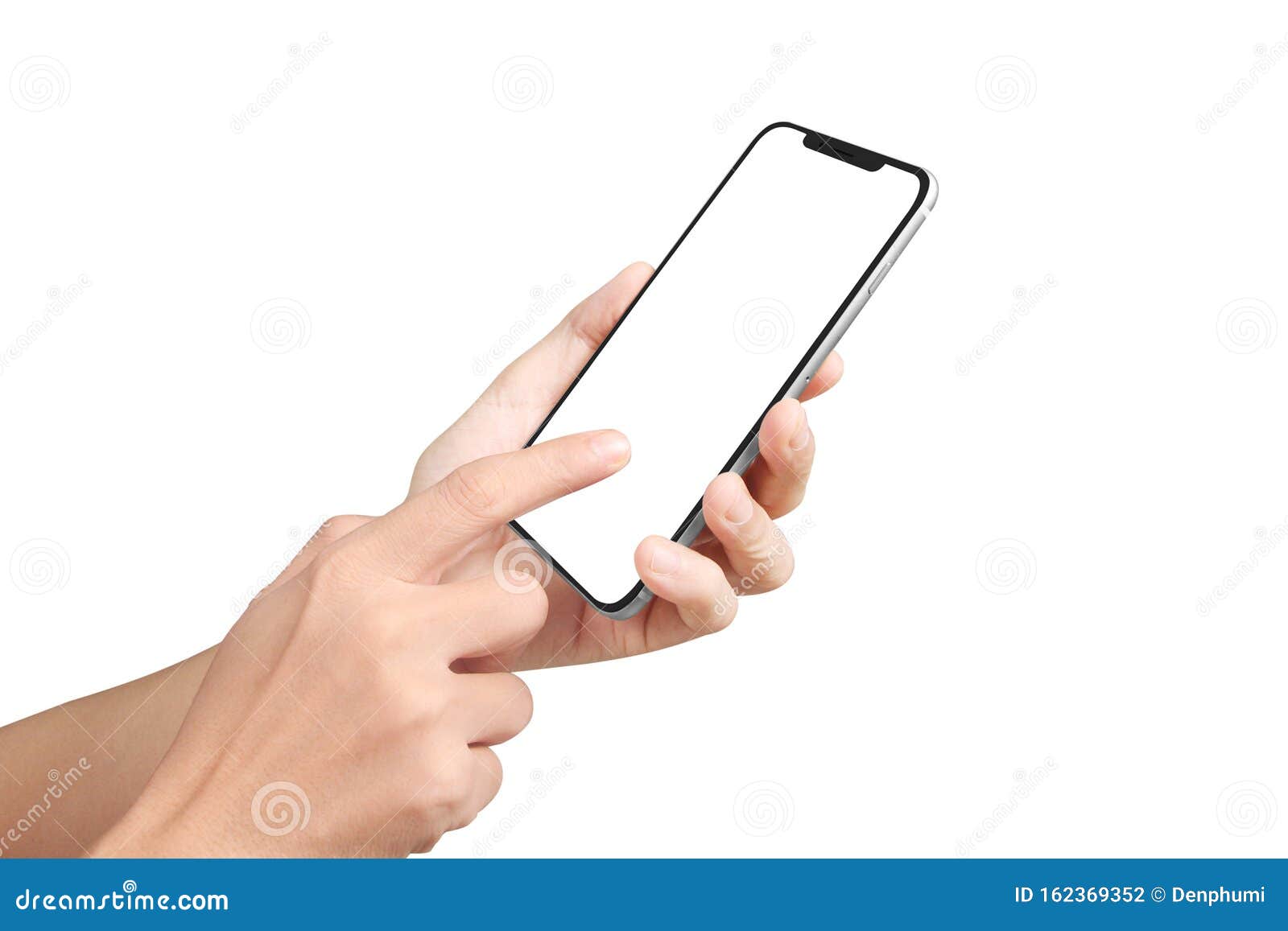 Man Hand Holding Smartphone Device and Touching Screen Stock Photo ...