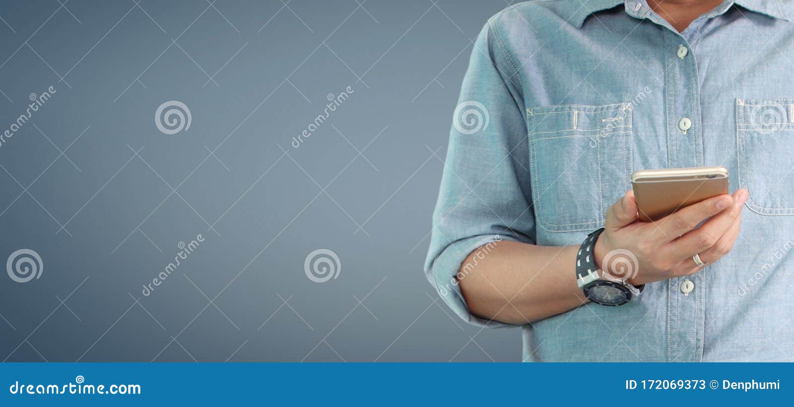 Man Hand Holding Smartphone Device and Touching Screen Stock Image ...