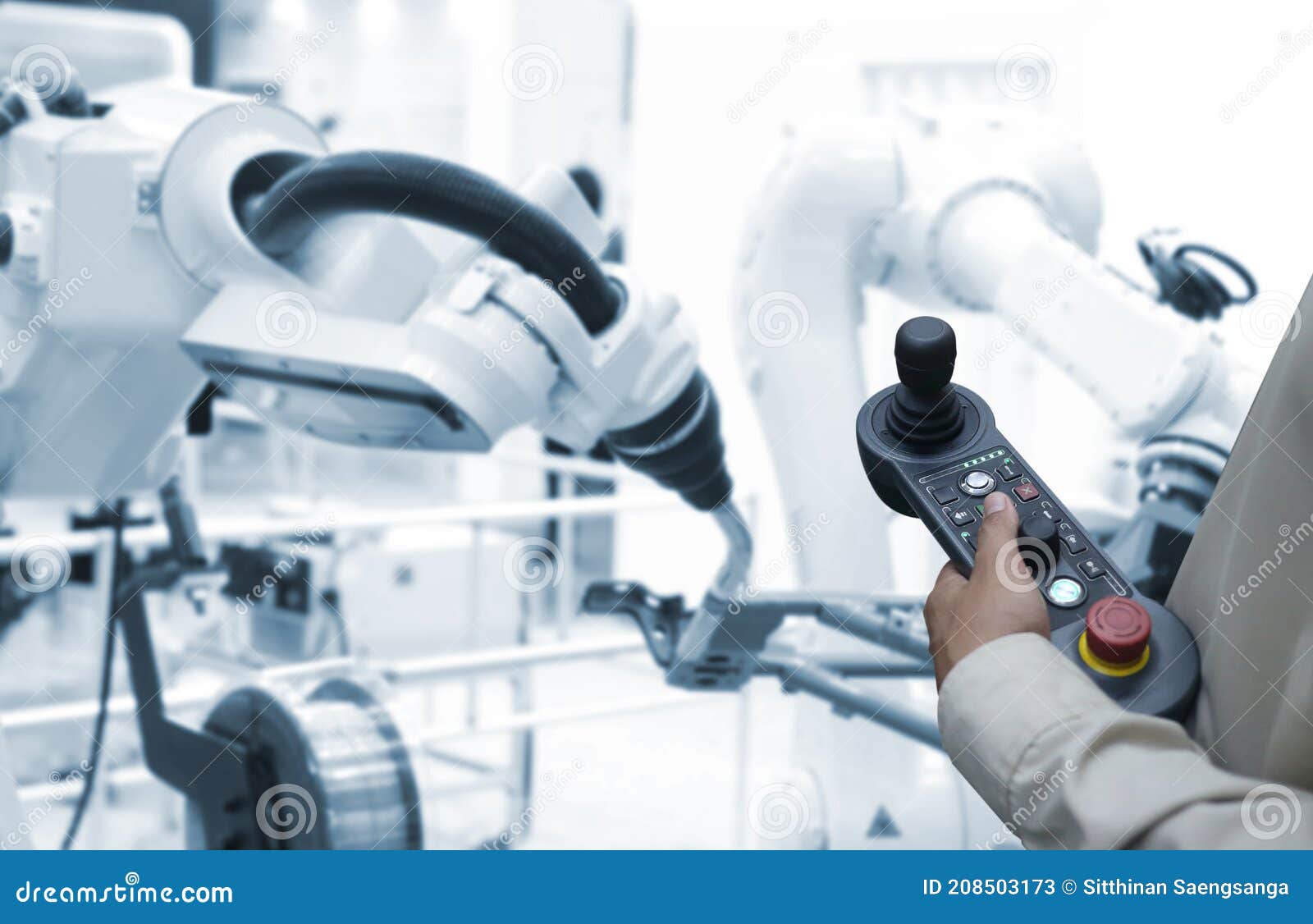 Man Hand Holding Tablet or Controller Stock Image - Image of conveyor ...