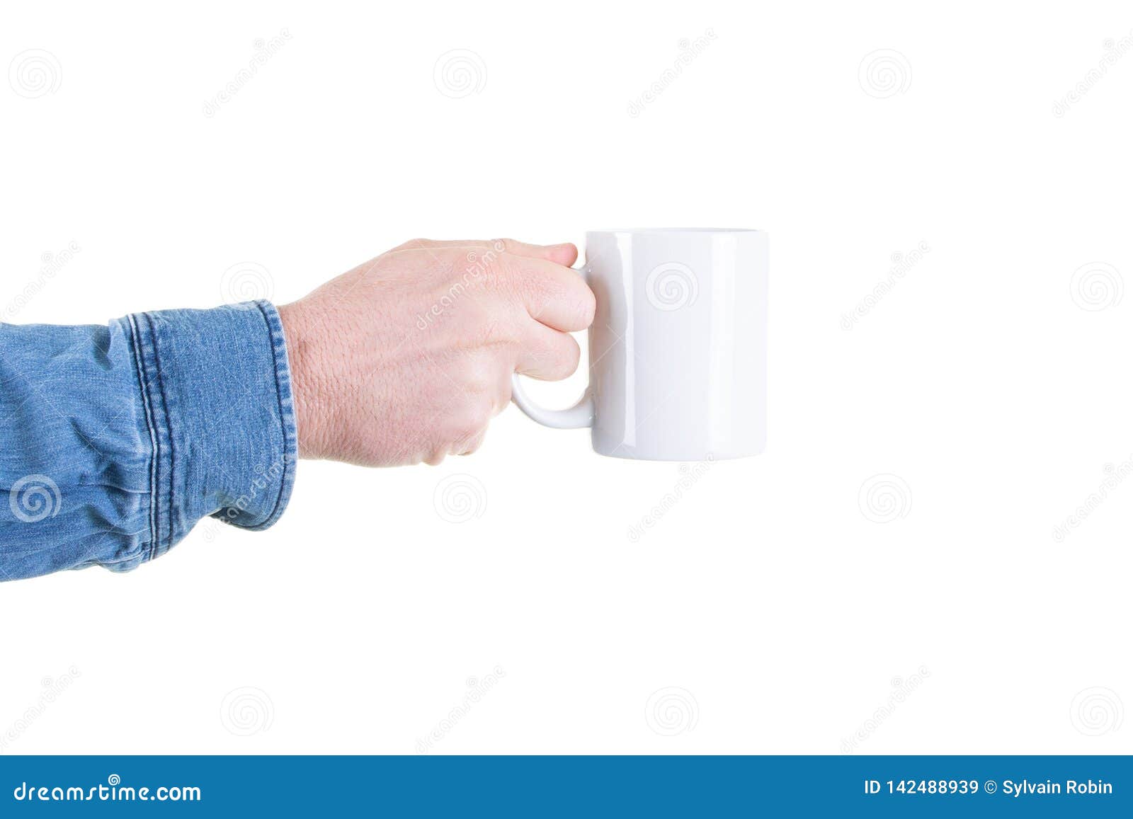Man Hand Holding Tea Coffee Mug Isolated in White Background Stock ...