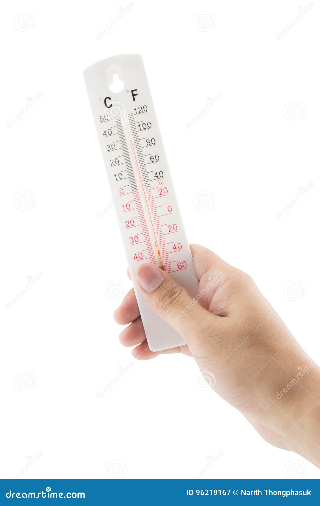 Man Hand Holding A Thermometer With Global Warming And High Temperature