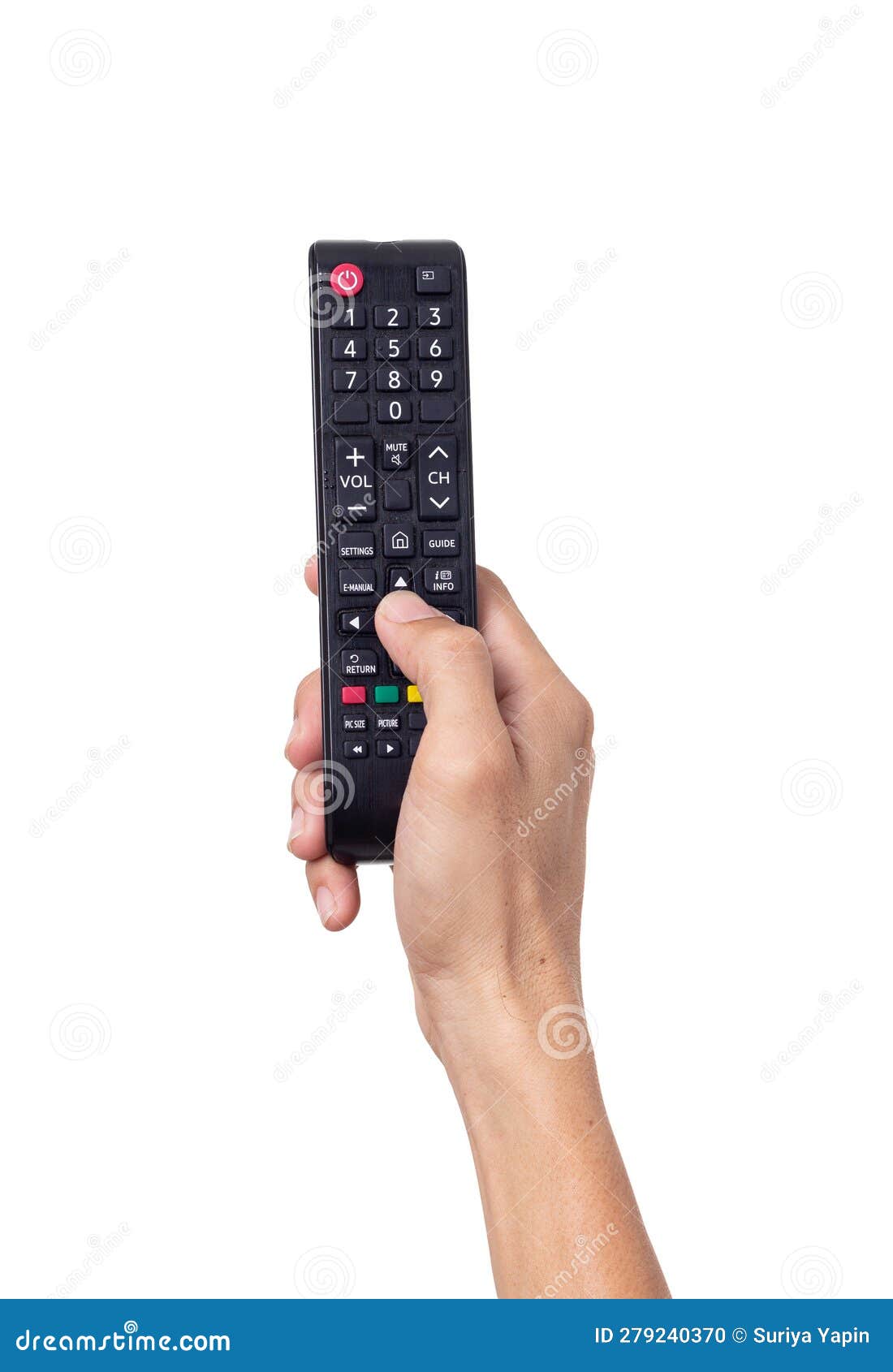 Man Hand Holding Tv Remote Control Isolated on White Background Stock ...