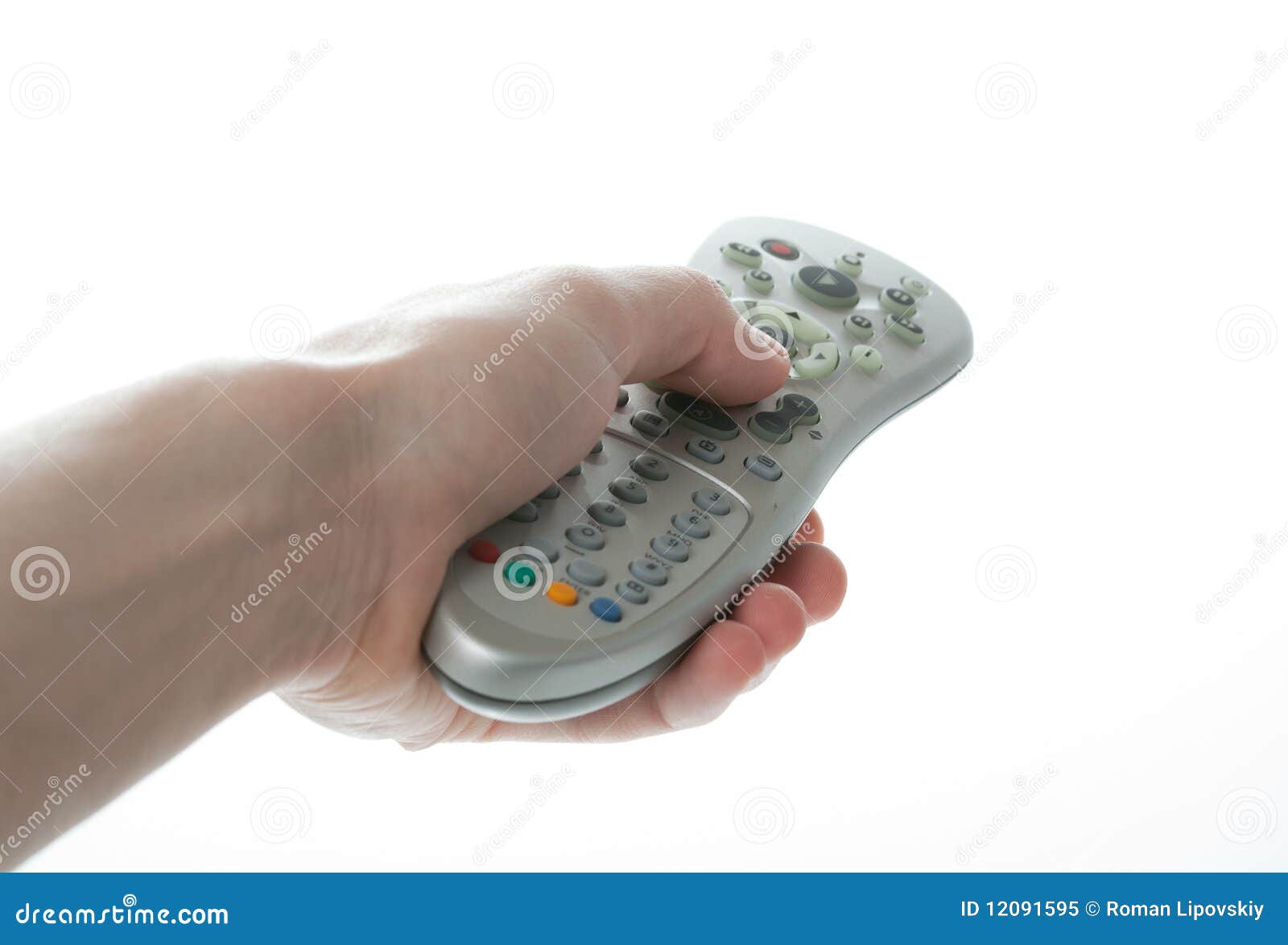 Man Hand Holding a TV Remote Control Over White Stock Image - Image of ...