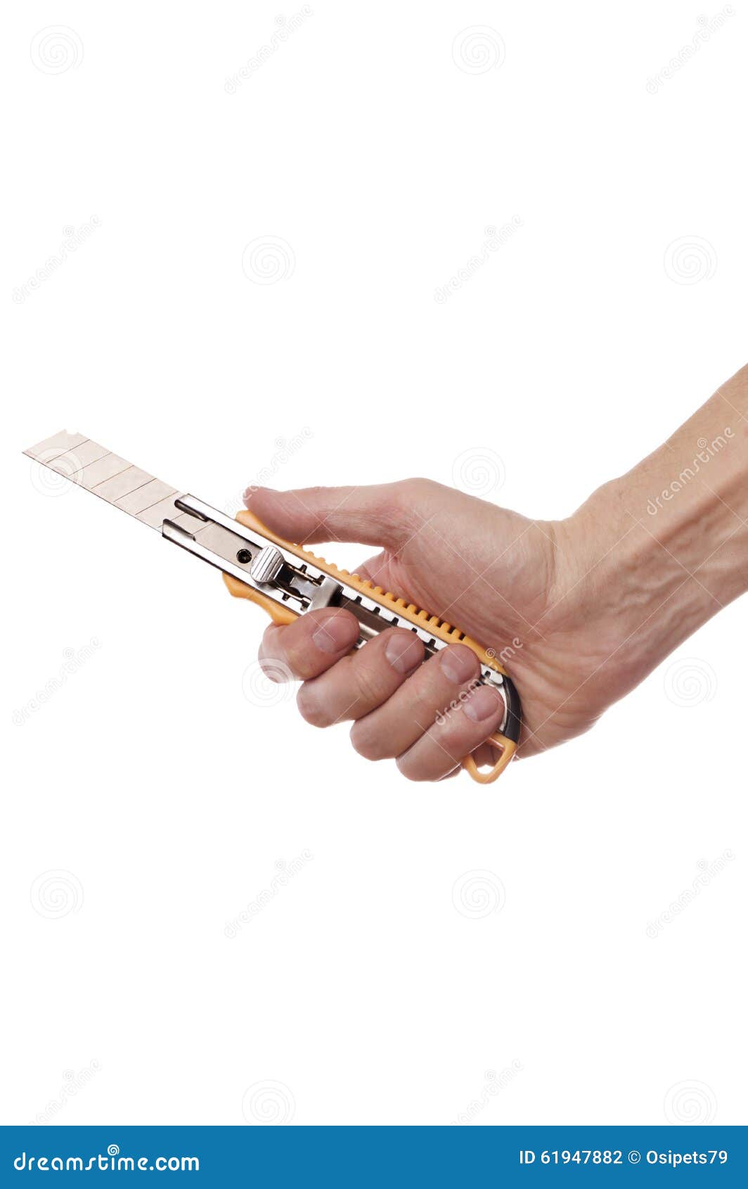 Man Hand Holding Utility Knife Stock Photo - Image of space, studio ...