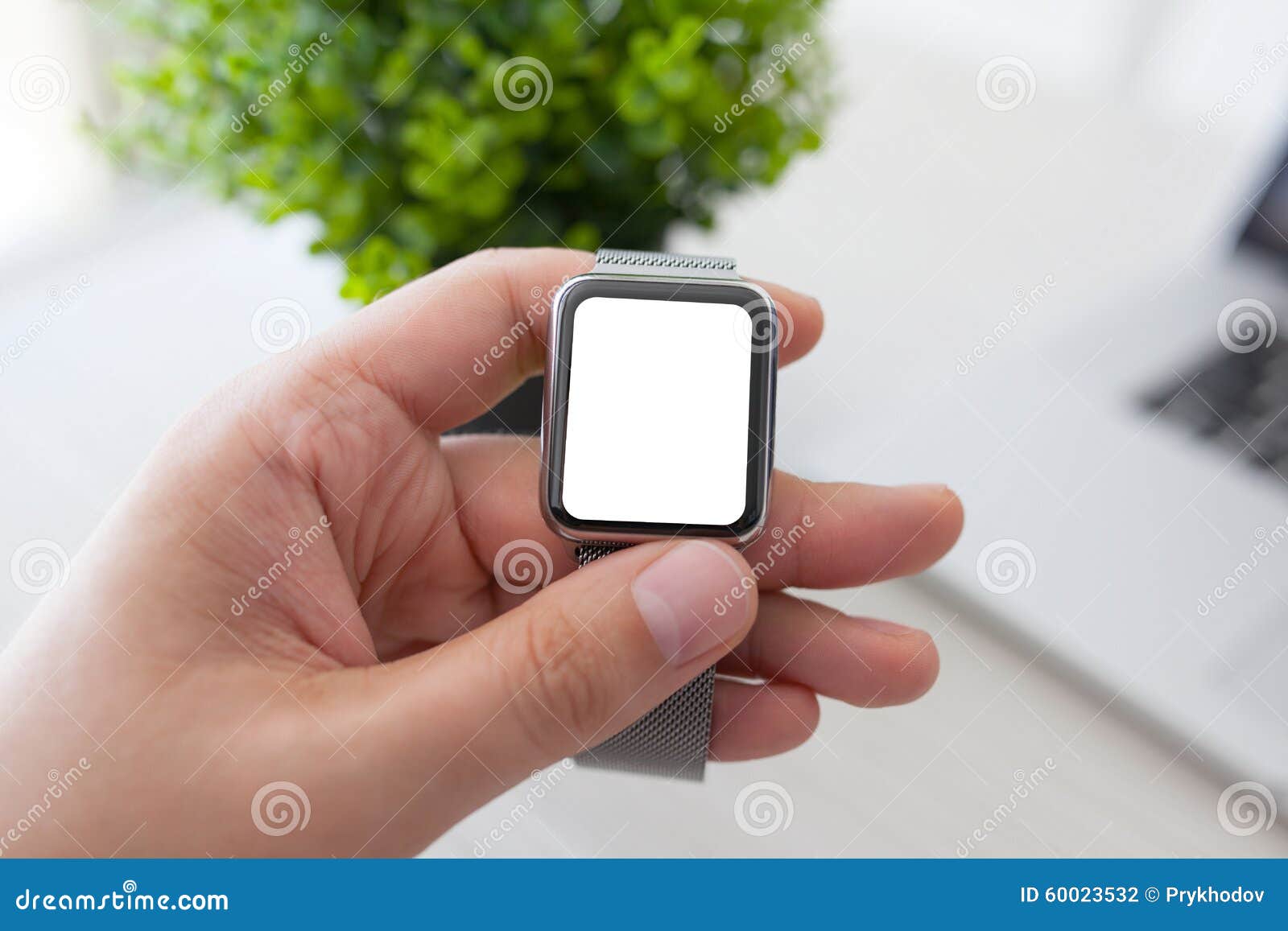 Man Hand Holding a Watch with Isolated Screen Stock Photo - Image of ...