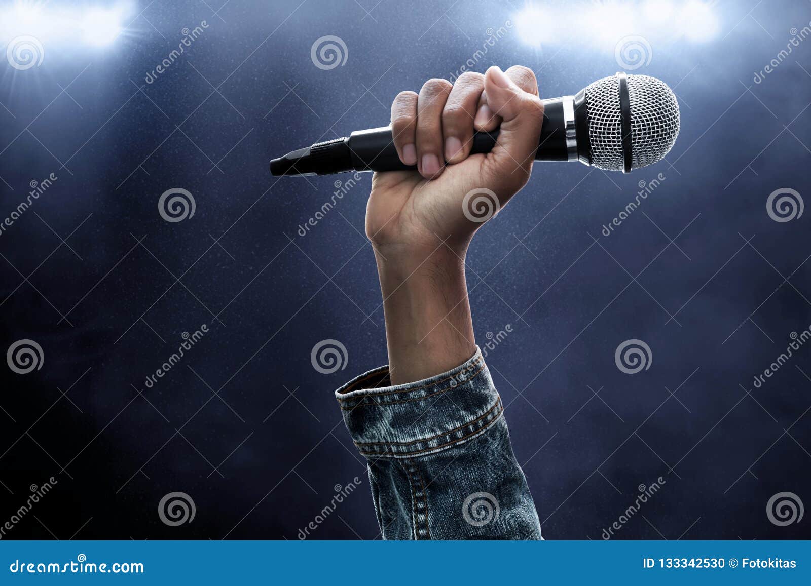 Man Hand Holding Wireless Microphone Stock Photo - Image of microphone ...