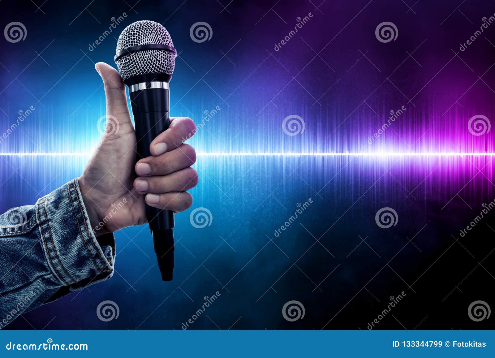 Wireless Microphone On The Stand At A Reception In The Hall. People In ...