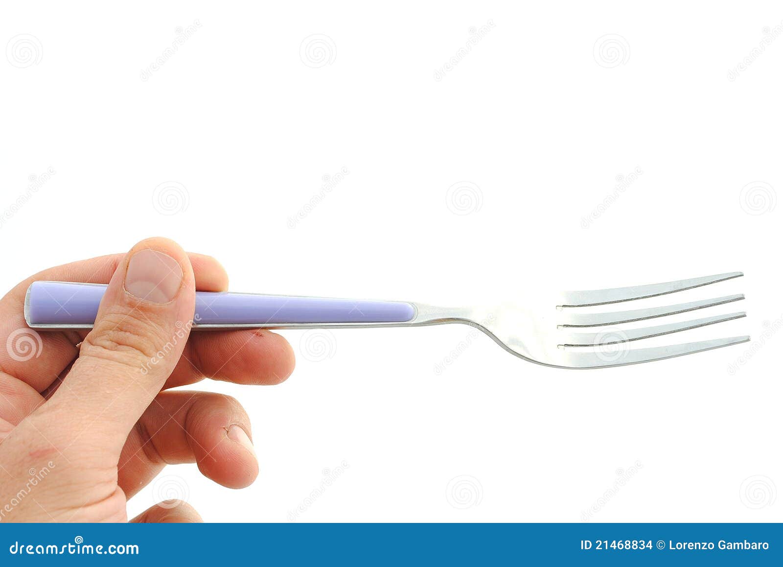 Man Hand Holds a Violet Fork Stock Photo - Image of home, equipment ...