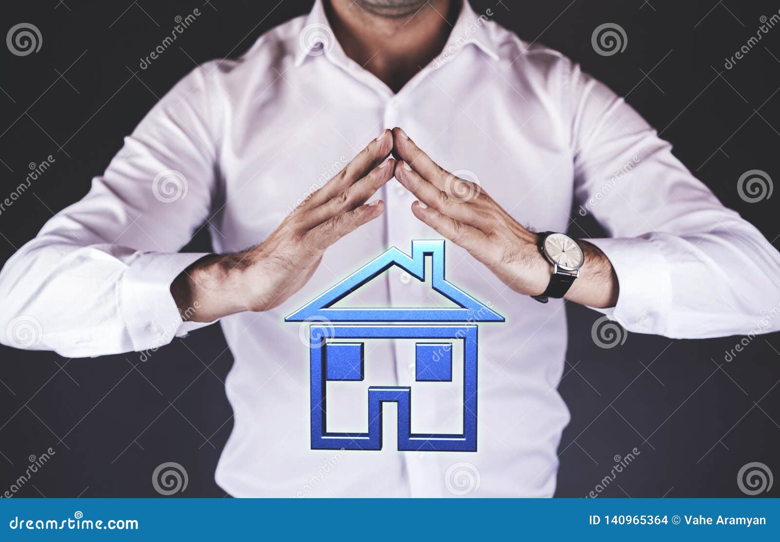 Man hand house model stock photo. Image of hand, businessman - 140965364