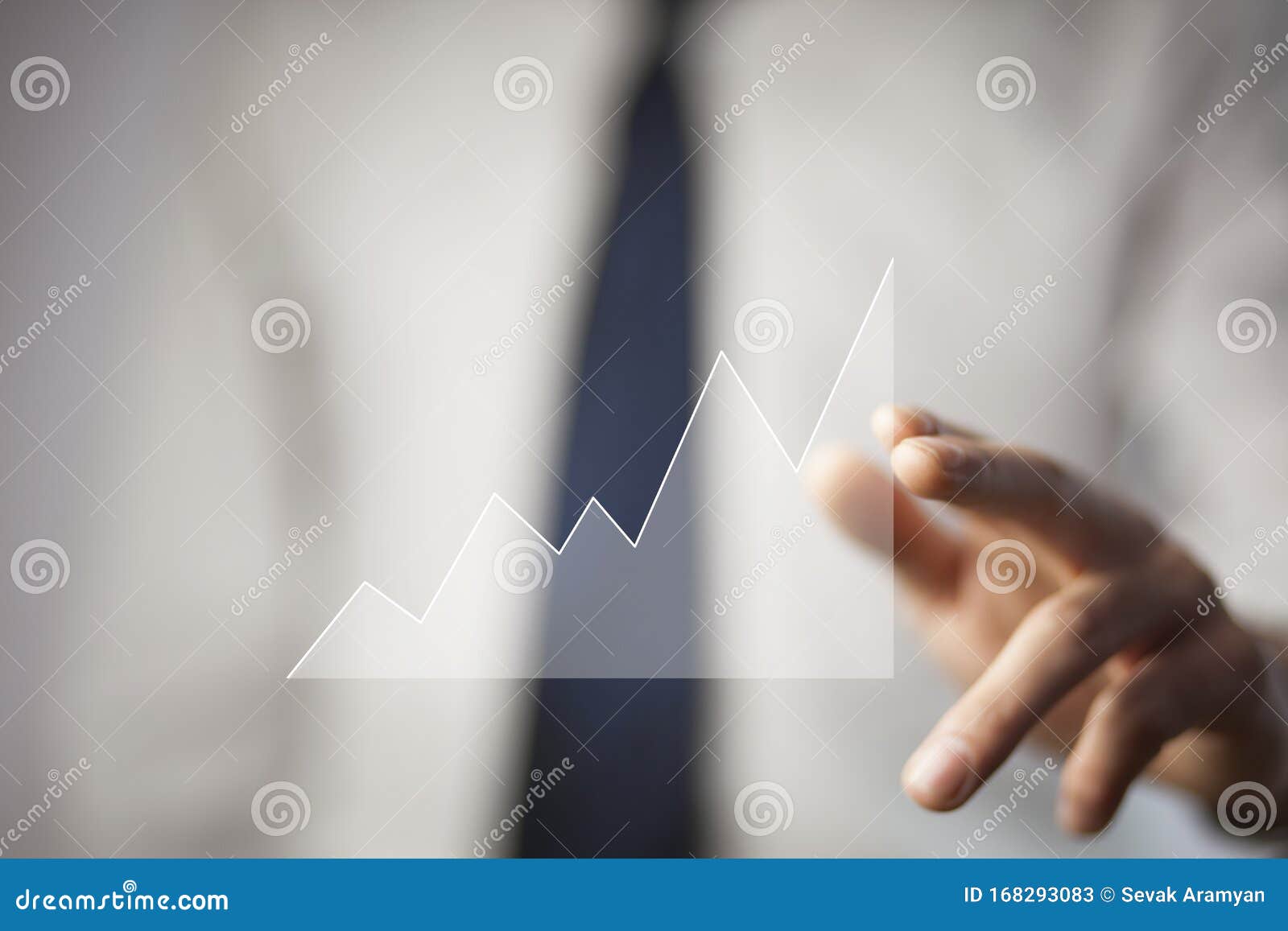 Man Hand Growth Diagram on Screen Stock Image - Image of button, icon ...