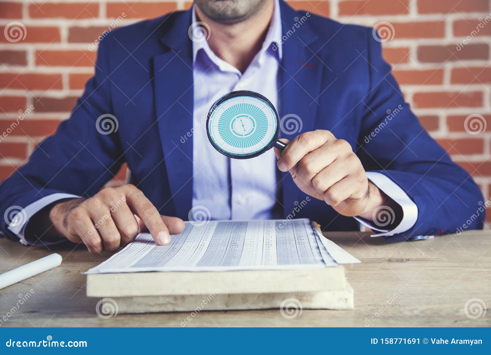 Man Hand Magnifier and Document Stock Image - Image of look, legal ...