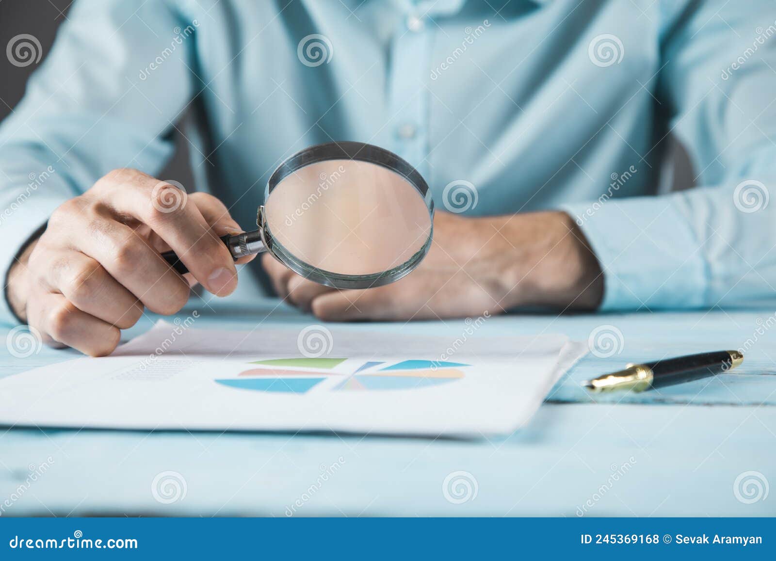 Man Hand Magnifier and Document Stock Photo - Image of look, hand ...