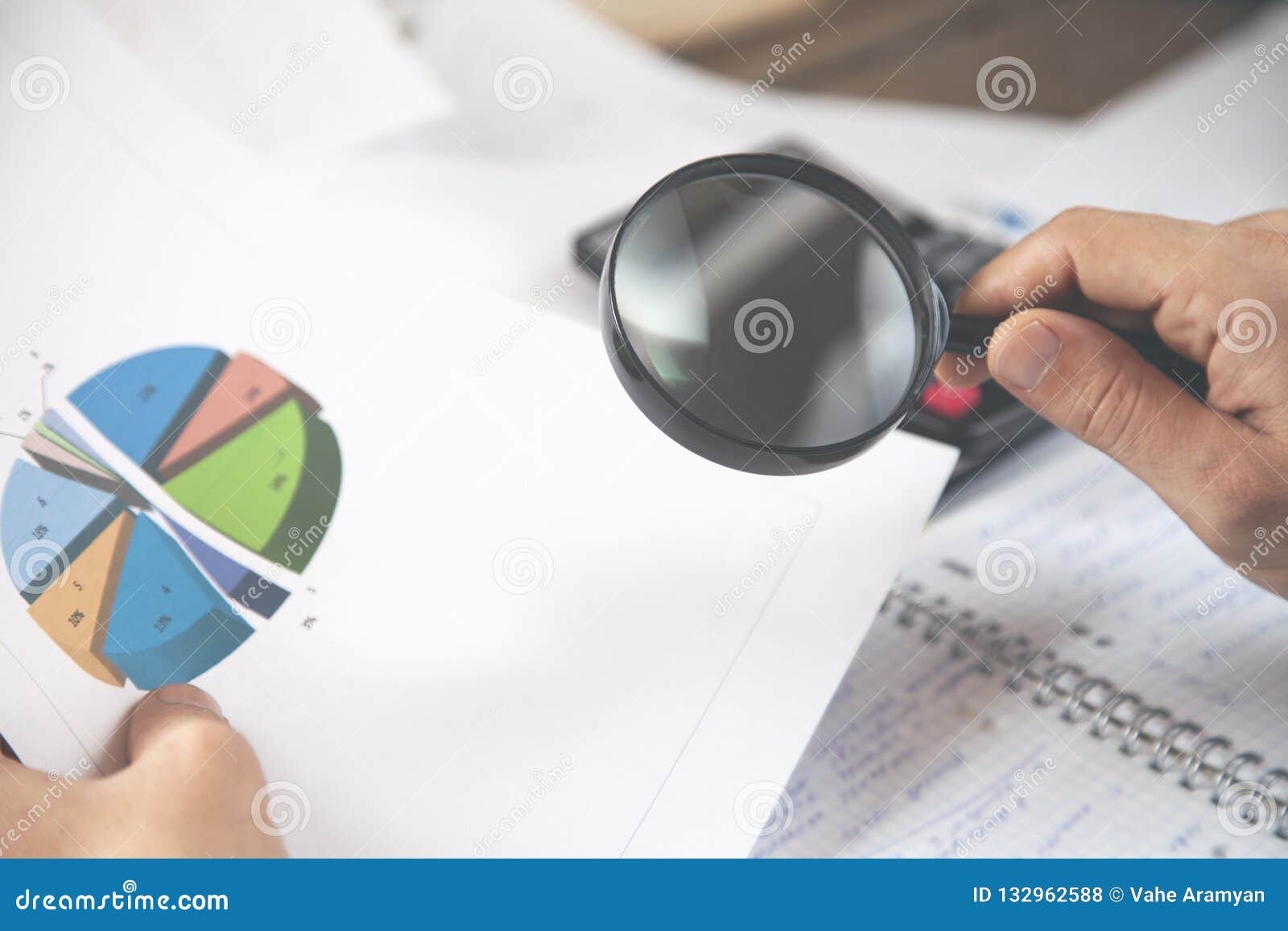 Man Hand Magnifier and Graph Stock Photo - Image of white, financial ...