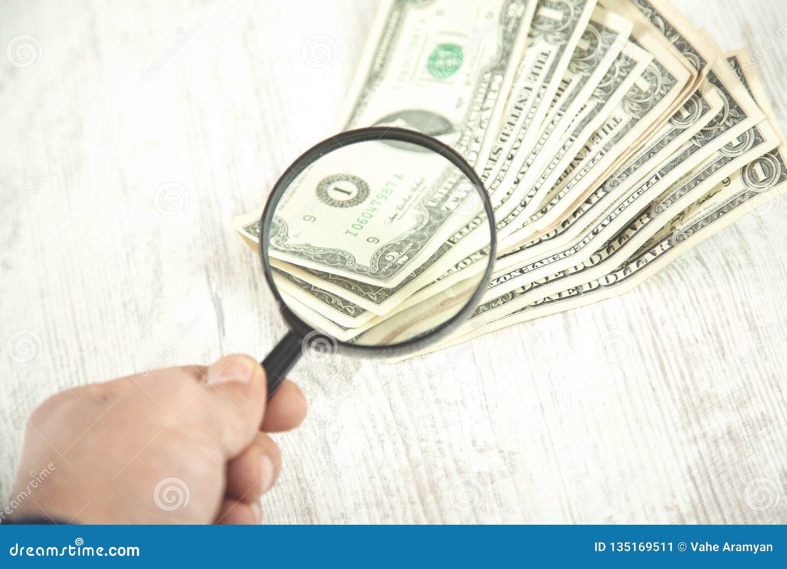 Man Hand Magnifier on Money Stock Image - Image of finance, currency ...