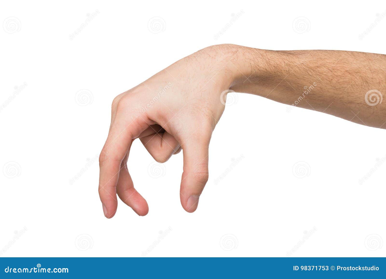 Man Hand Making Gesture while Grab Some Items Isolated on White Stock ...