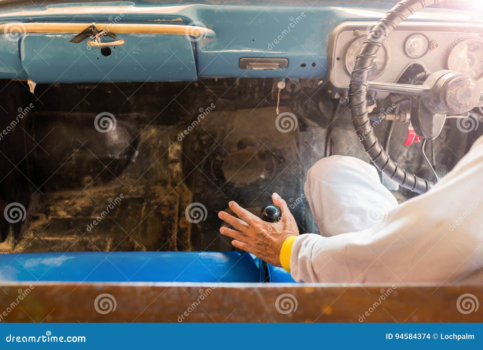 Man Hand on Manual Gear of Old Car. Stock Photo - Image of pedal, retro ...
