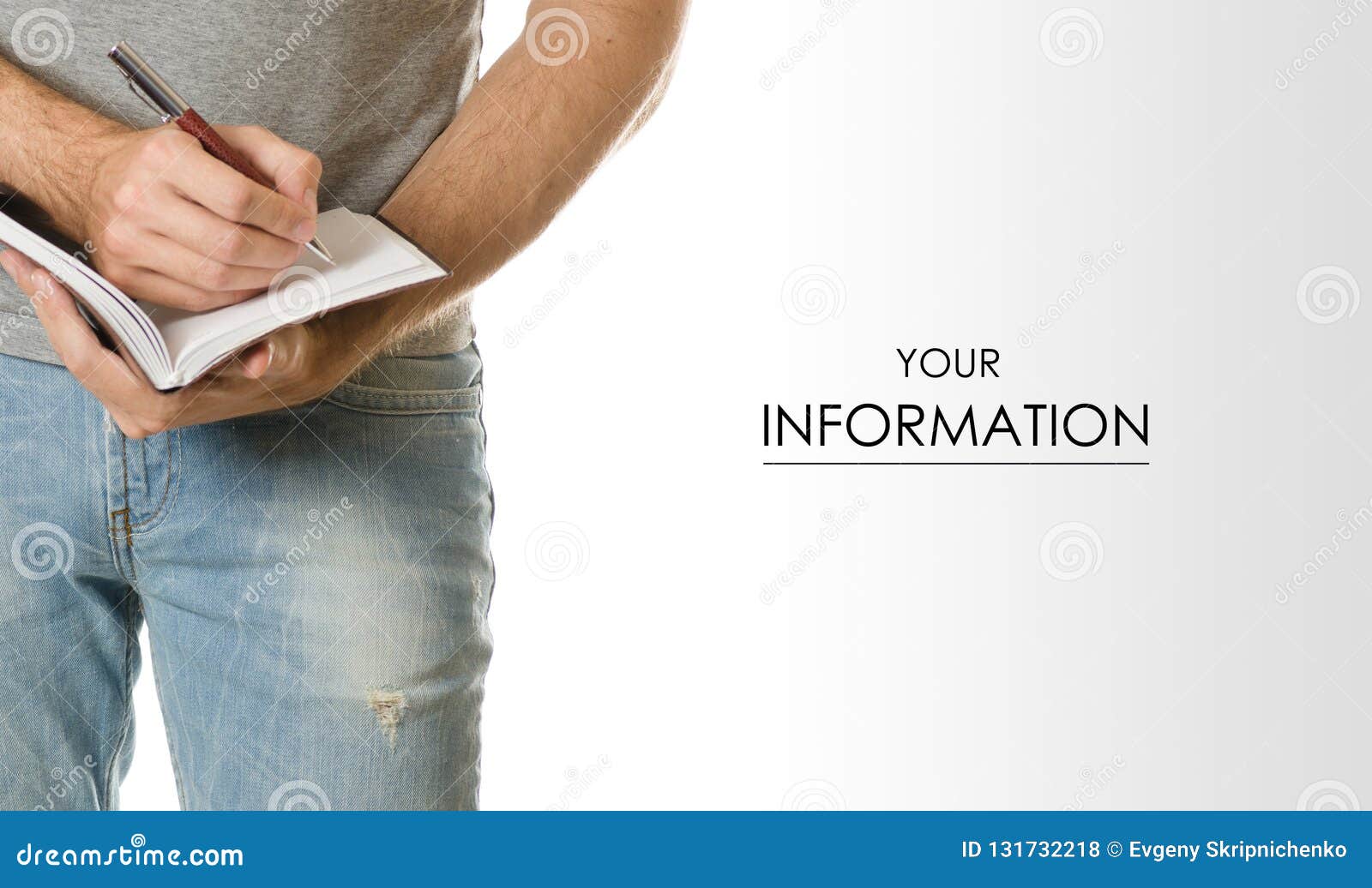 Man in a Hand Notepad and Pen Pattern Stock Photo - Image of note ...