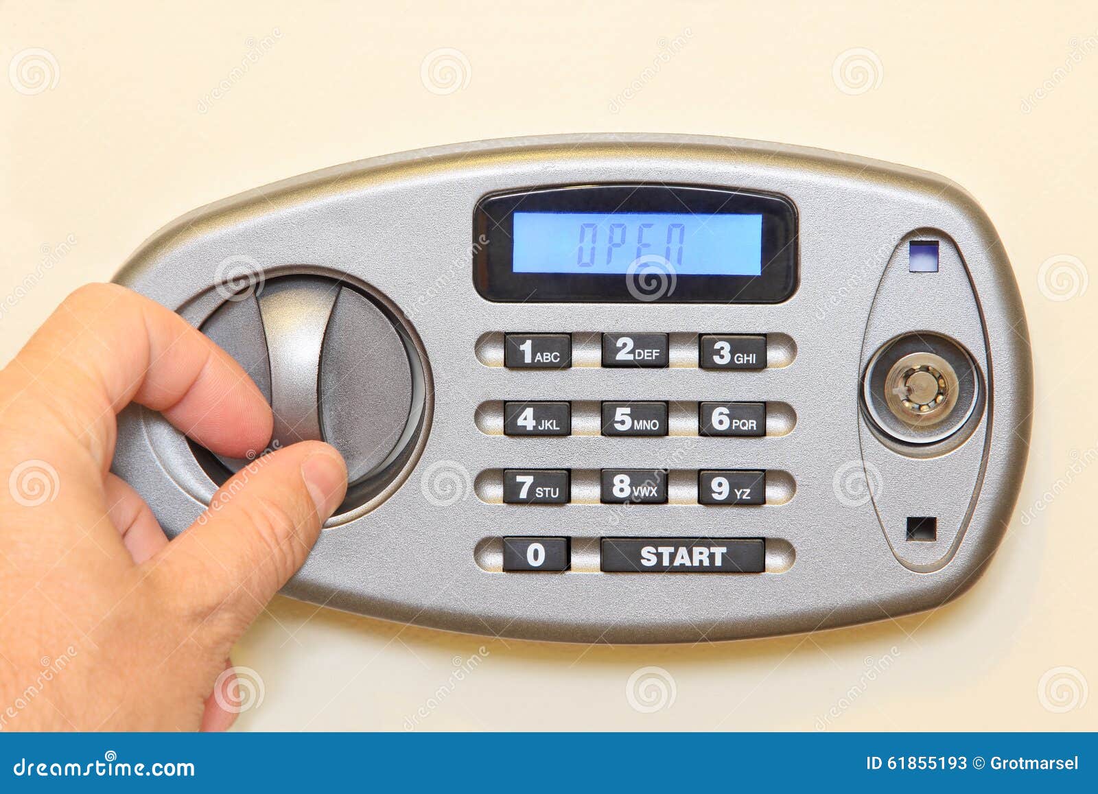 Man Hand Open of Electronic Home Safe. Stock Image - Image of code ...
