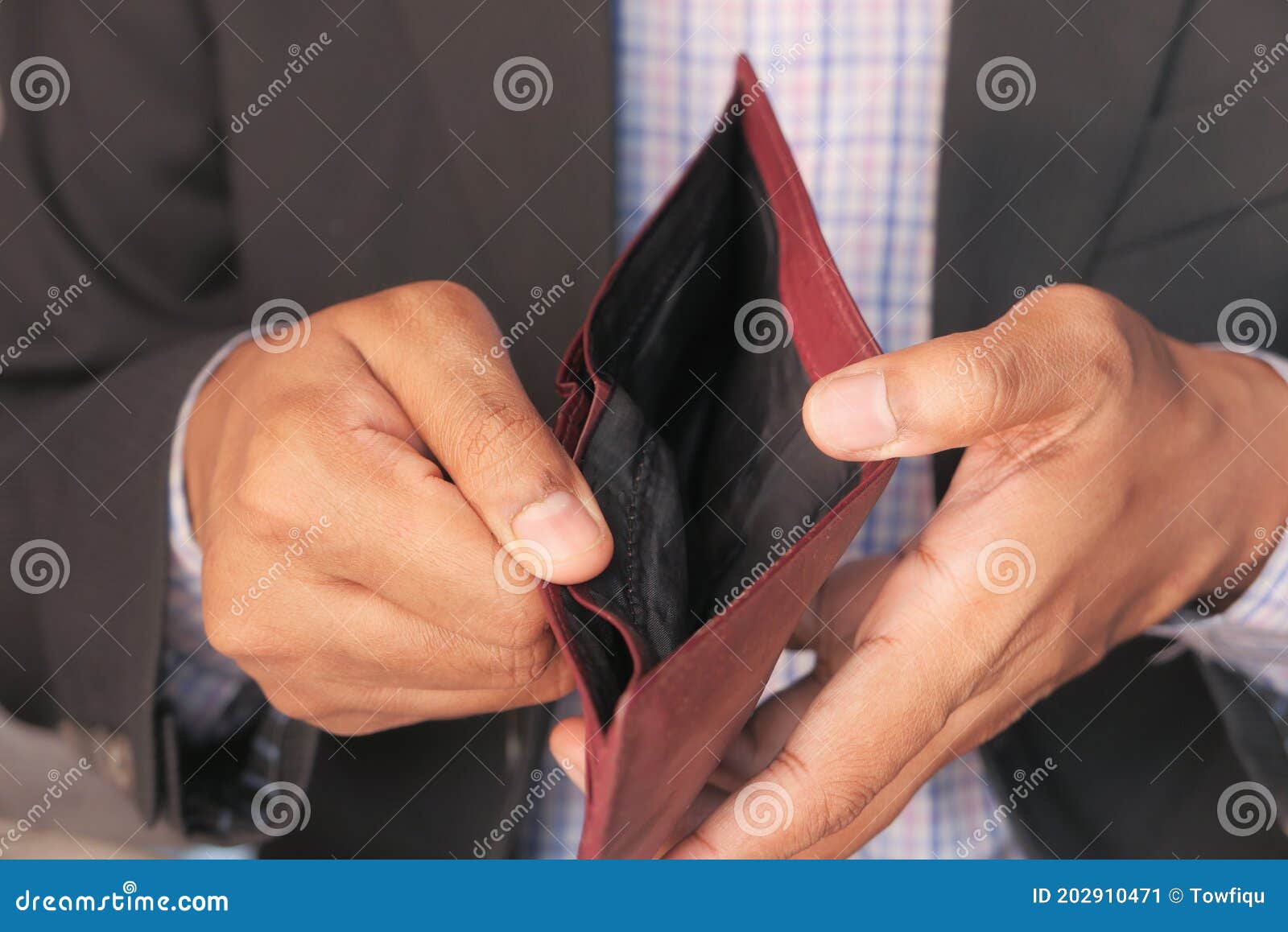 Man Hand Open an Empty Wallet with Copy Space. Stock Image - Image of ...