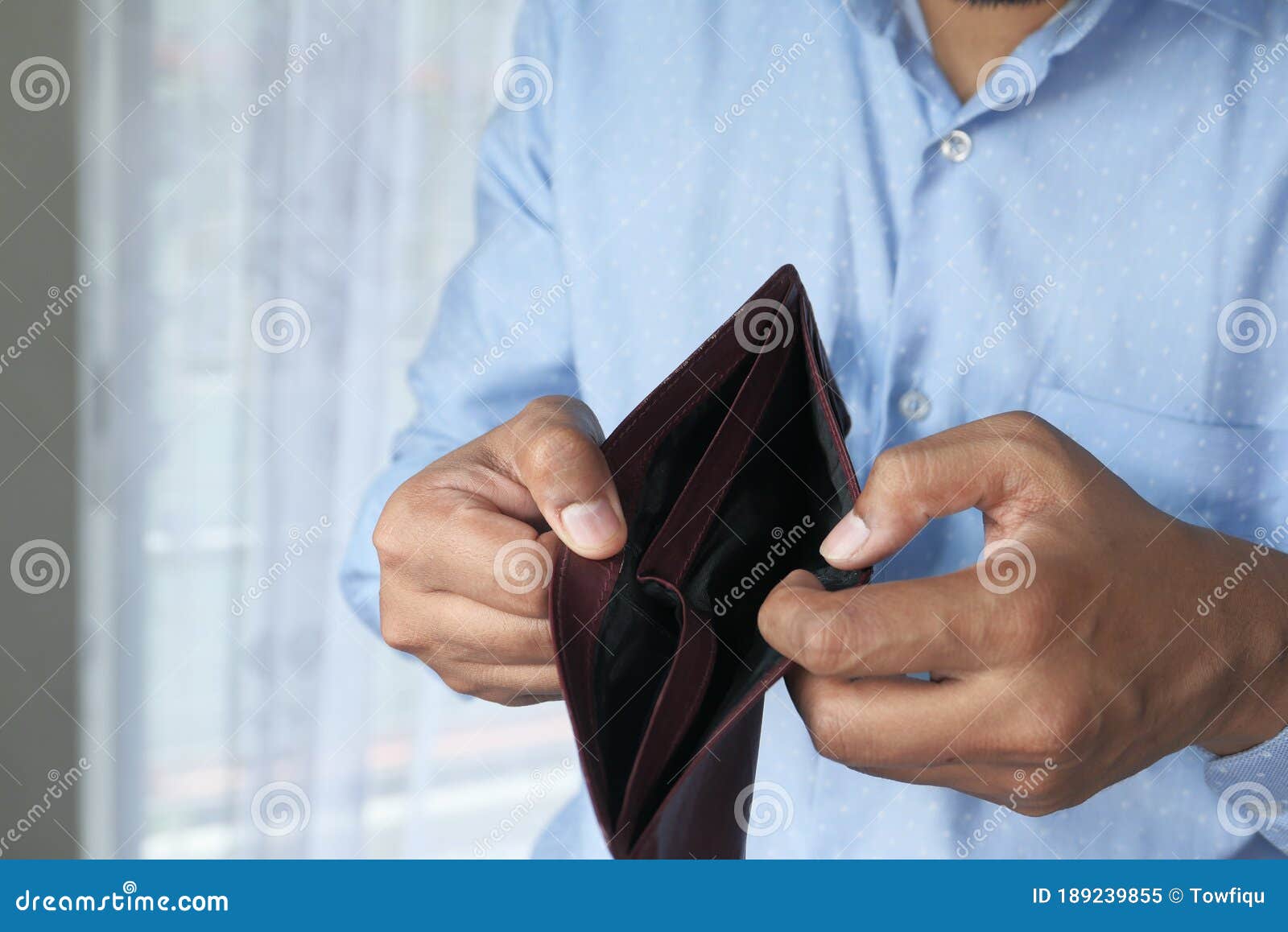 Man Hand Open an Empty Wallet with Copy Space. Stock Image - Image of ...