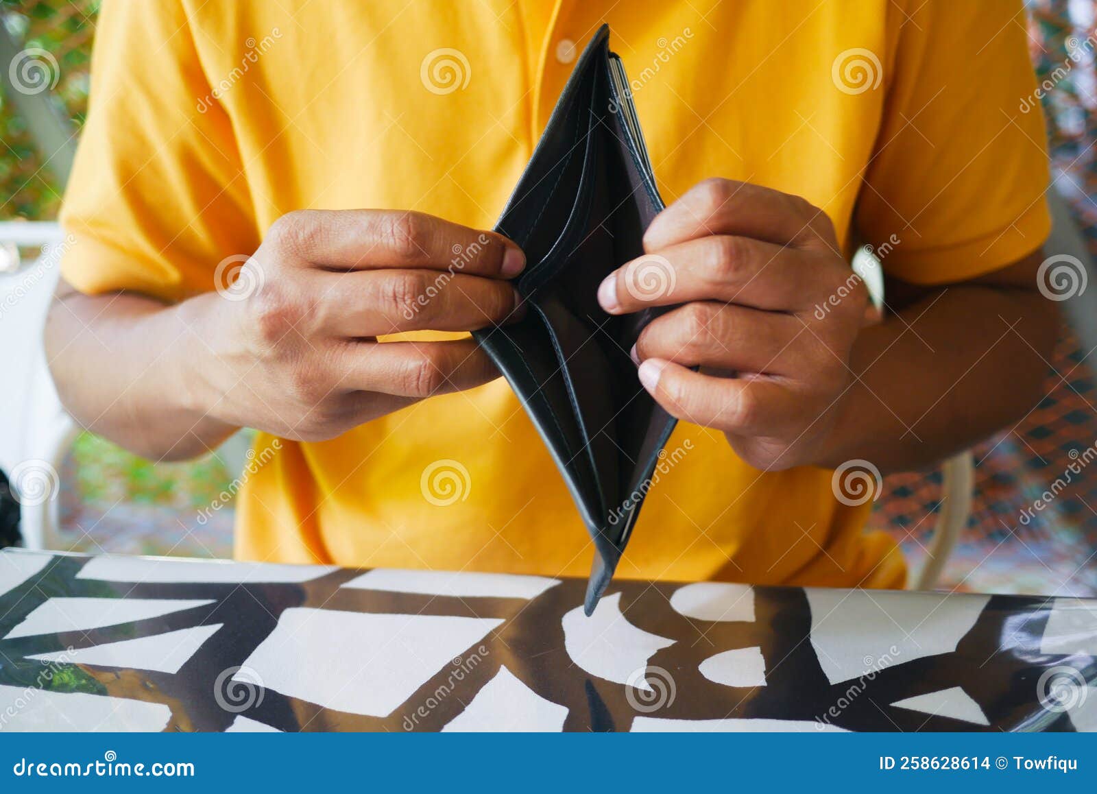 Man Hand Open an Empty Wallet with Copy Space. Stock Photo - Image of ...