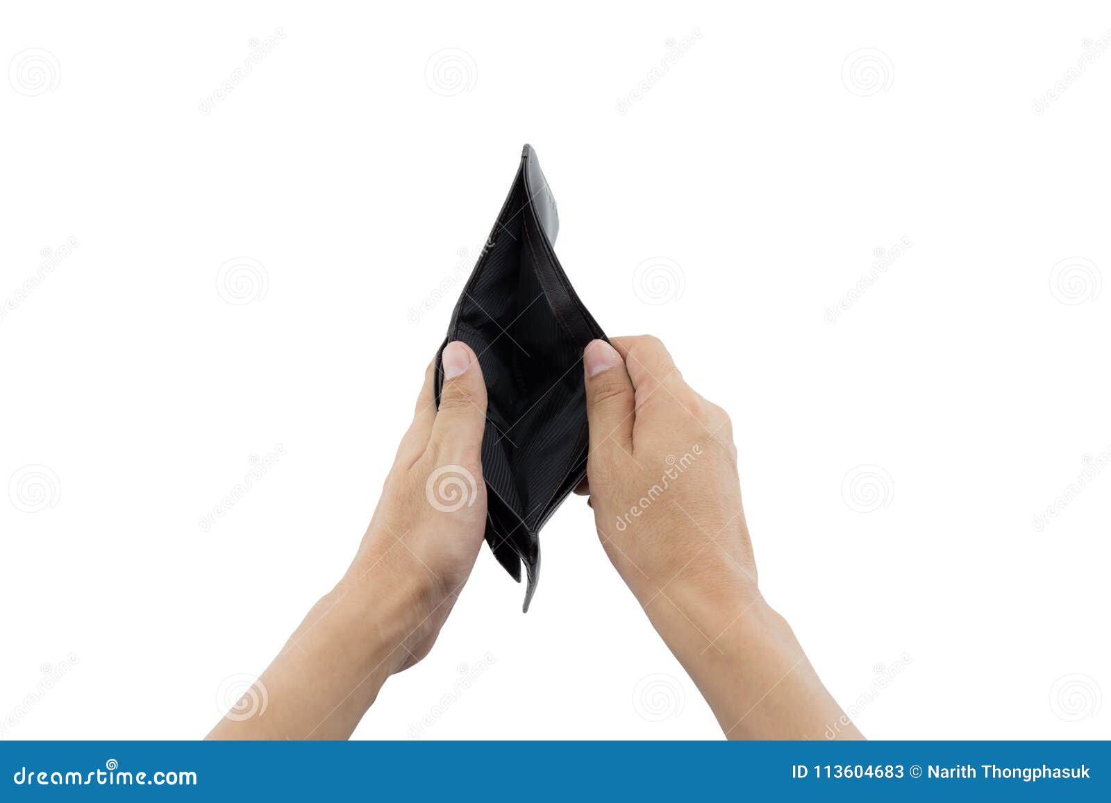 Man Hand Open an Empty Wallet on White Background Stock Image - Image ...