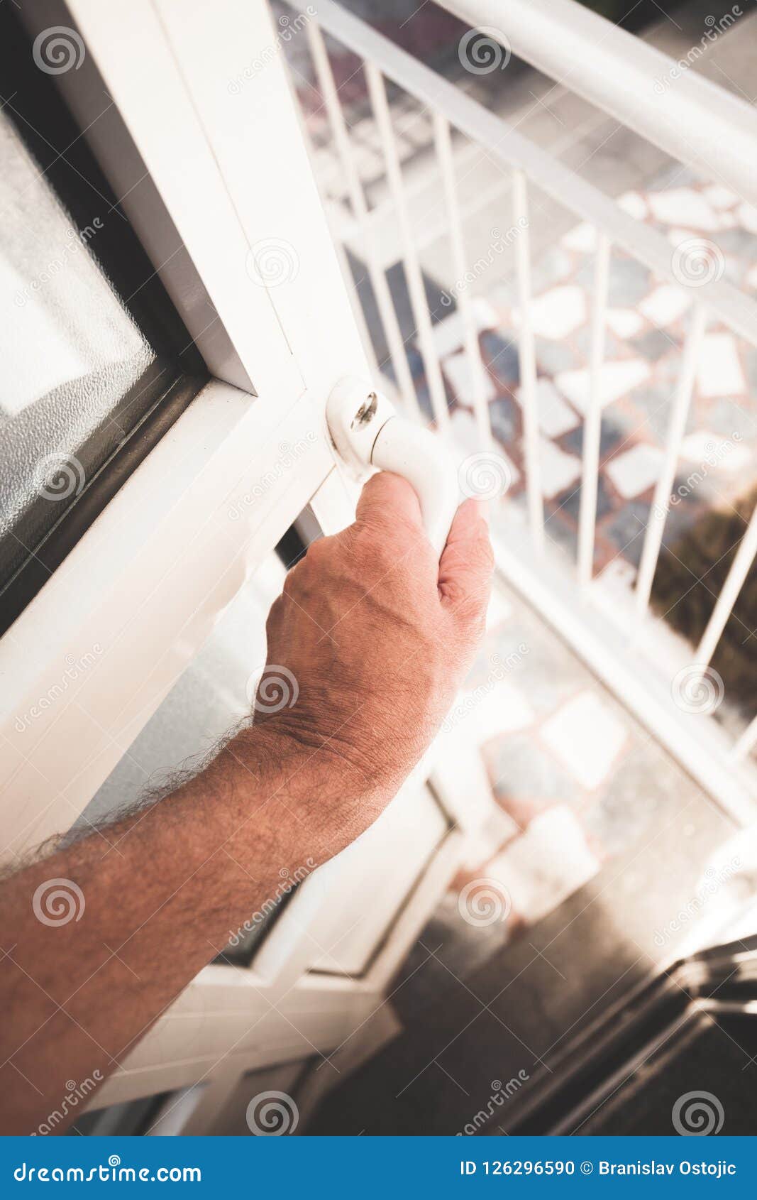 Man Hand Open Entrance House Door Going Outside Stock Photo - Image of ...
