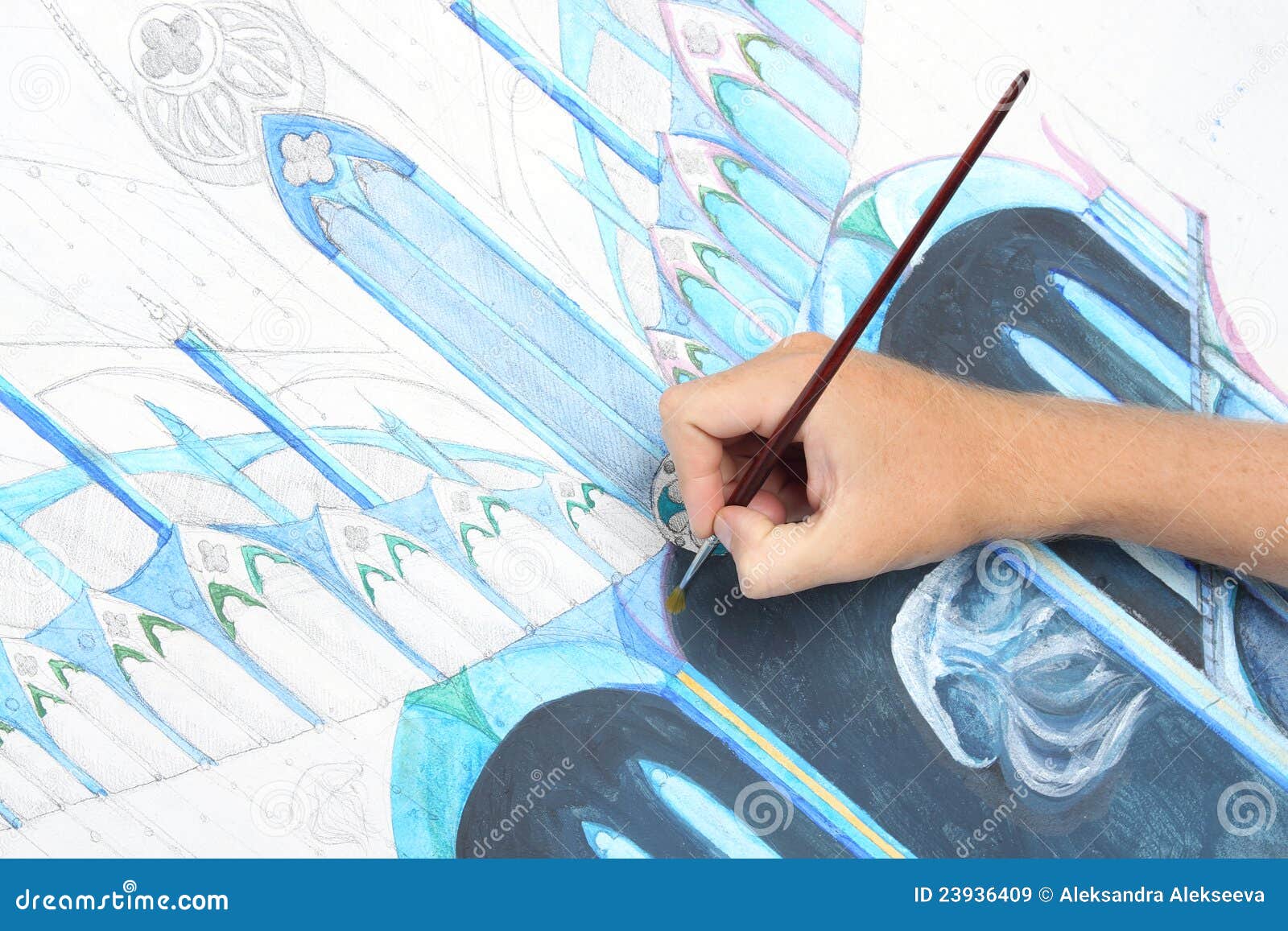 Man Hand Painting Abstract Picture Stock Image - Image of blot, gothic ...