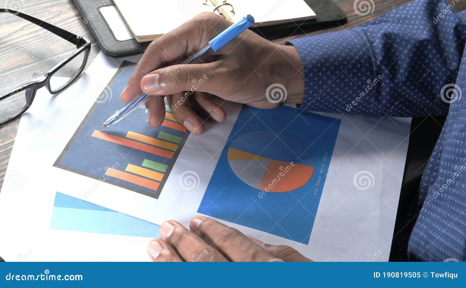 Man Hand with Pen Analyzing Bar Chart on Paper Stock Video - Video of ...