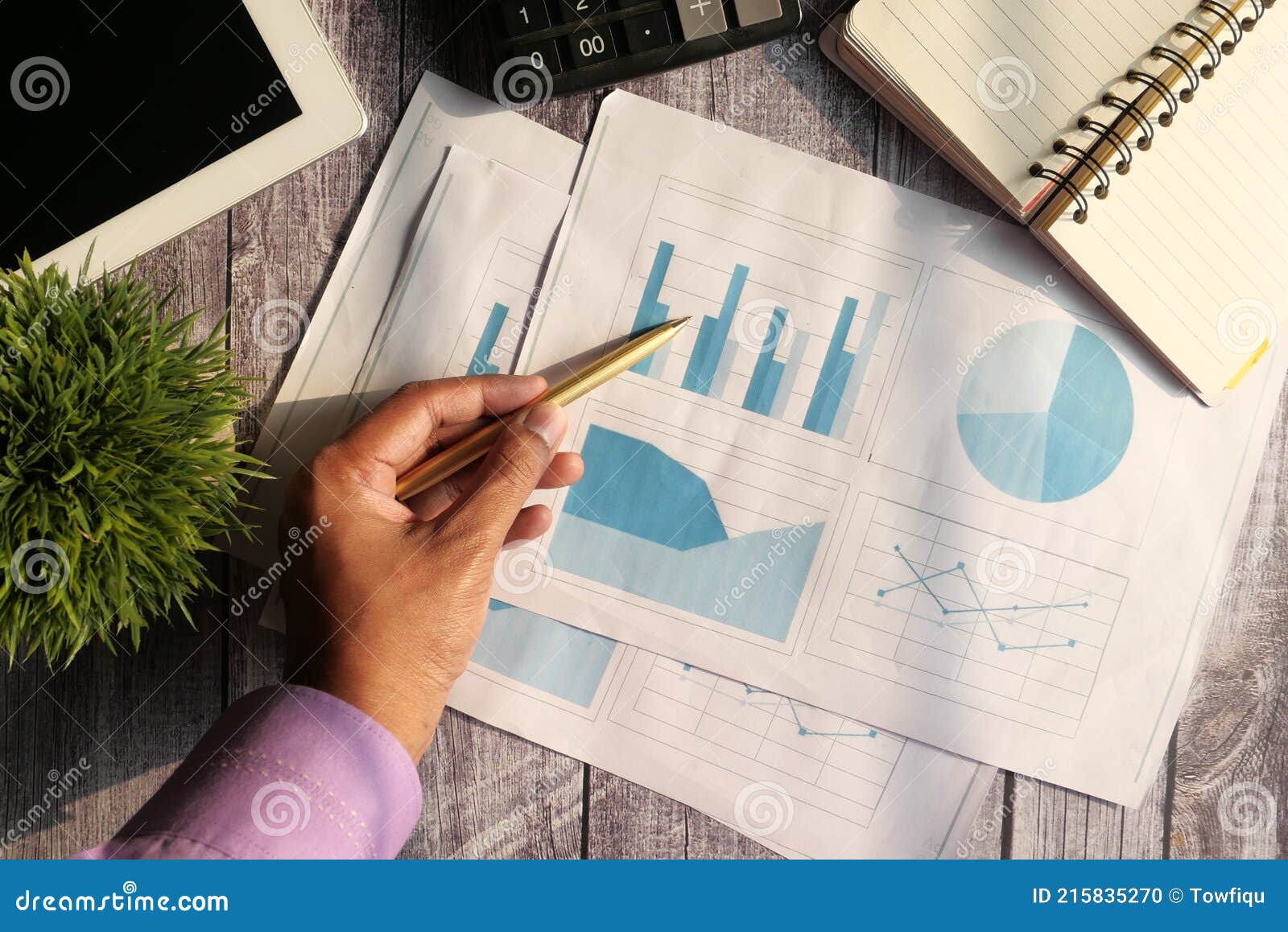 Man Hand with Pen Analyzing Bar Chart on Paper Stock Photo - Image of ...