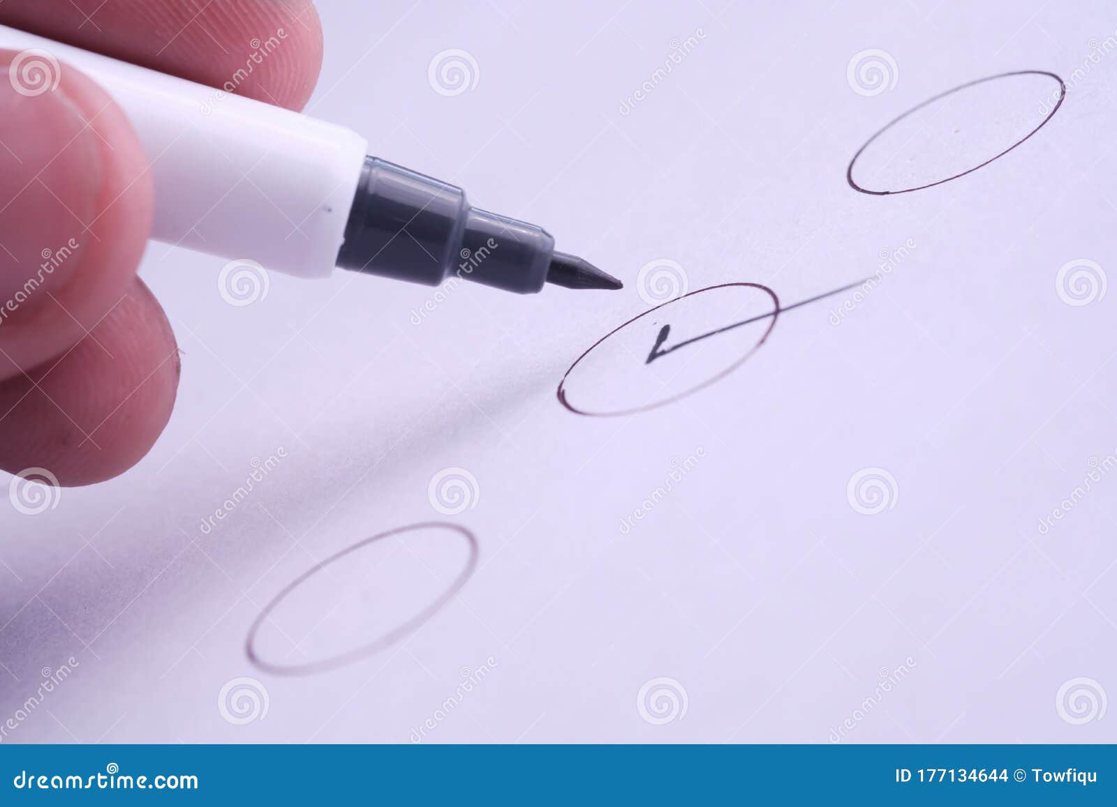 Man Hand with Pen Check Mark on Paper Stock Photo - Image of election ...