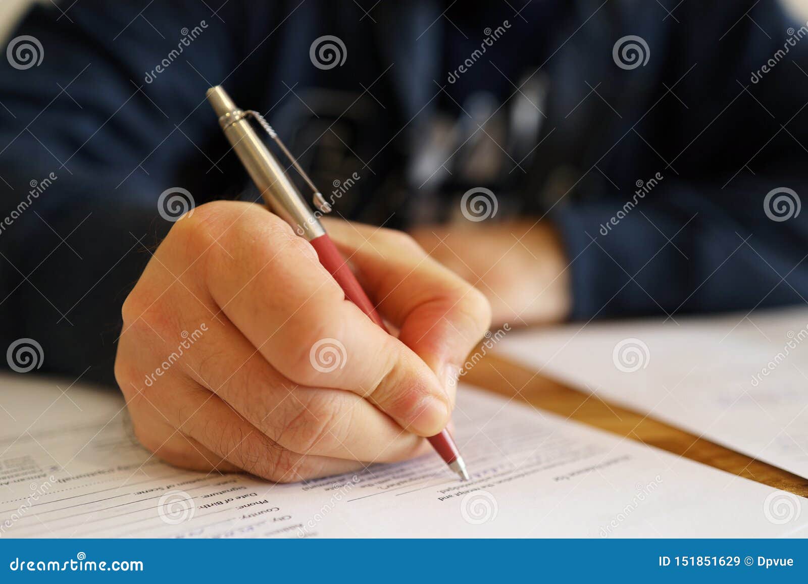 Man Hand with Pen. Close Up of the Hand of a Man Stock Image - Image of ...