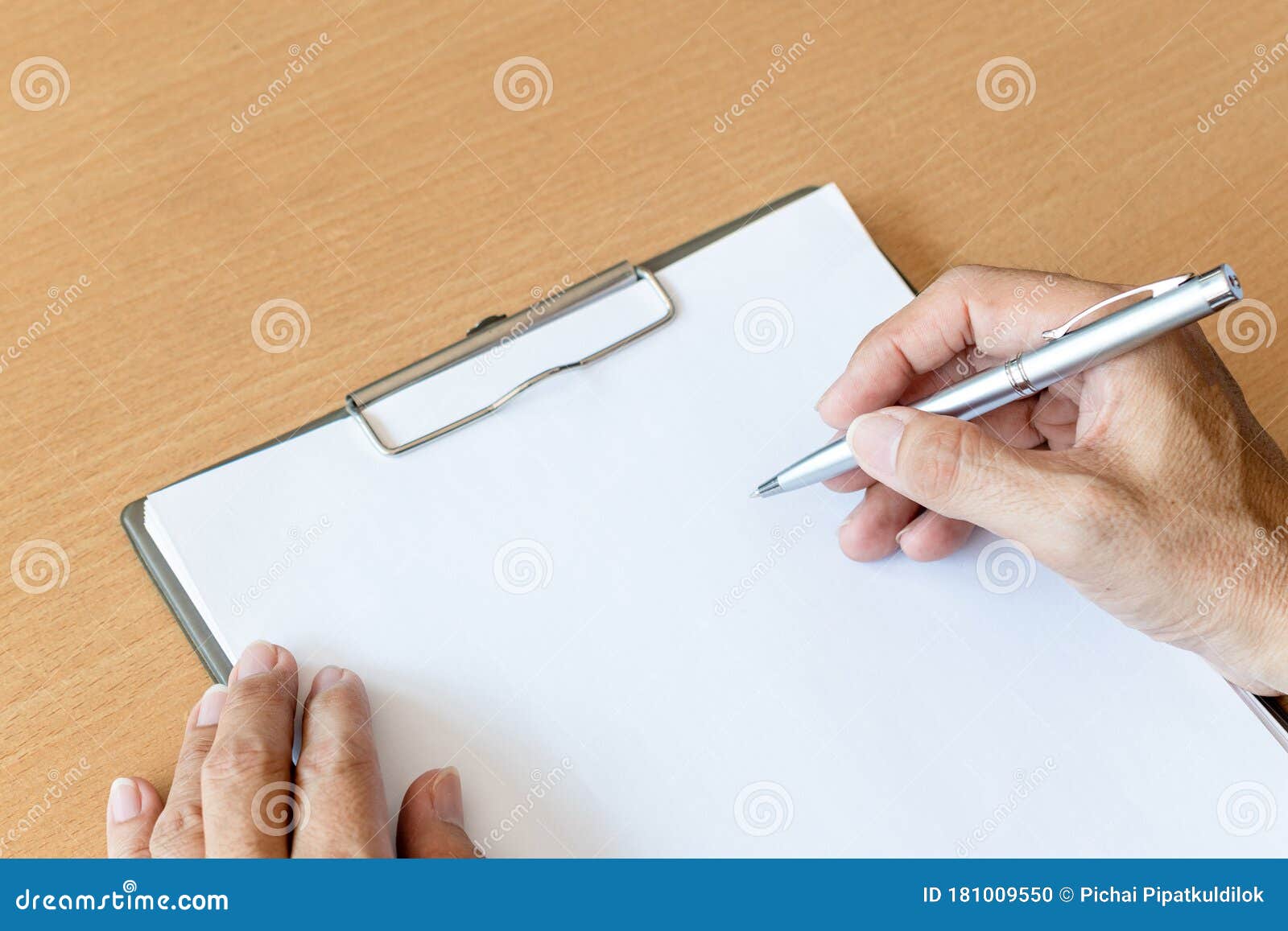 Man Hand with Pen Prepare To Writing on Paper Stock Photo - Image of ...