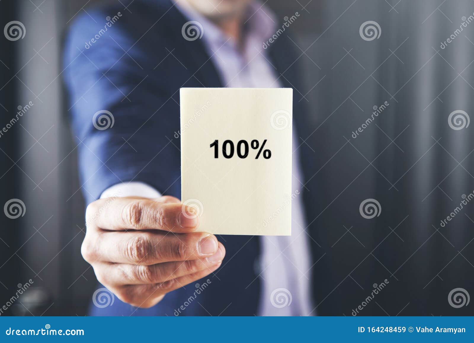 Man Hand 100 Percent on Paper Stock Image - Image of card, person ...