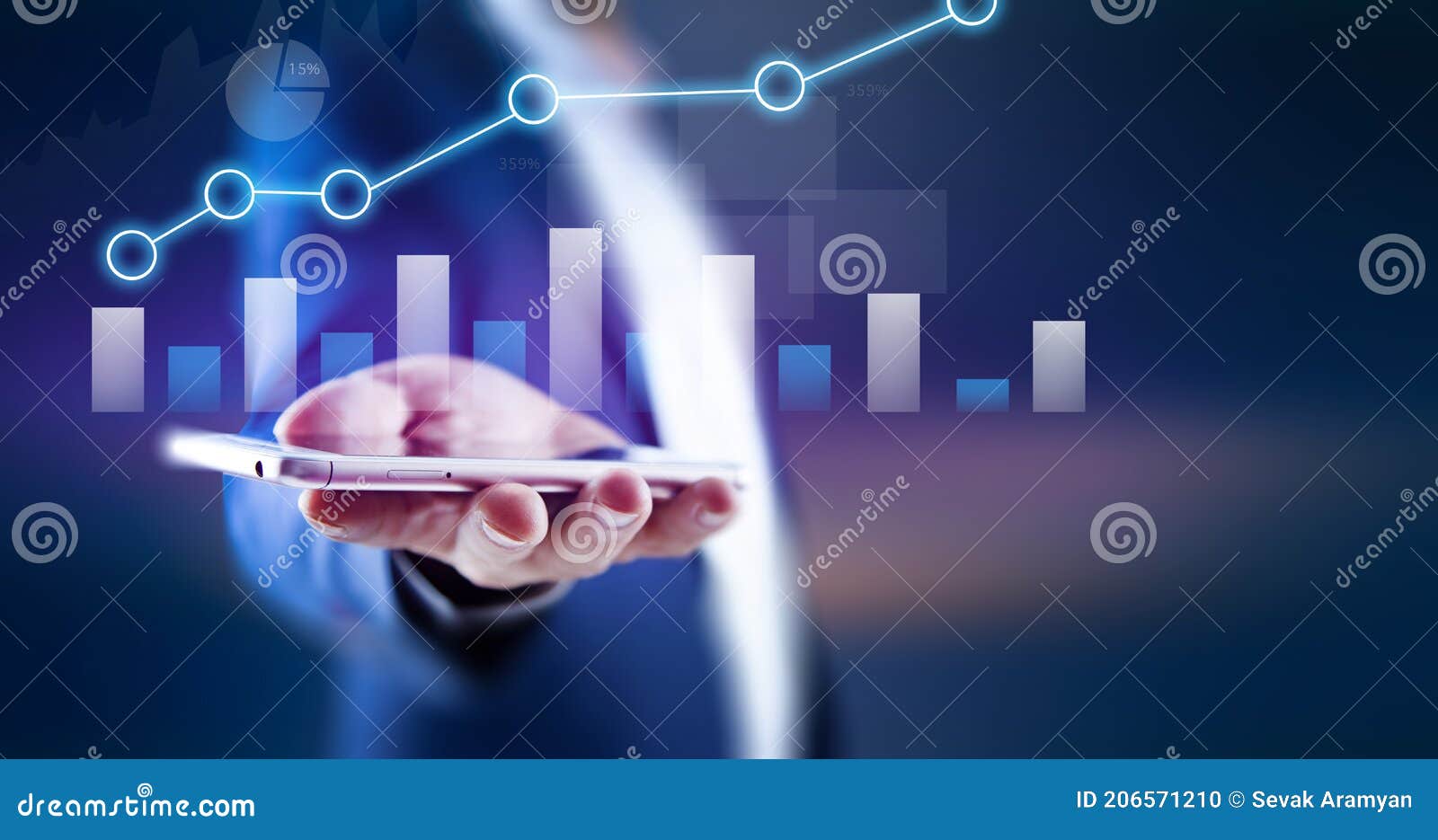 Man Hand Phone with Graph in Screen Stock Photo - Image of graph ...