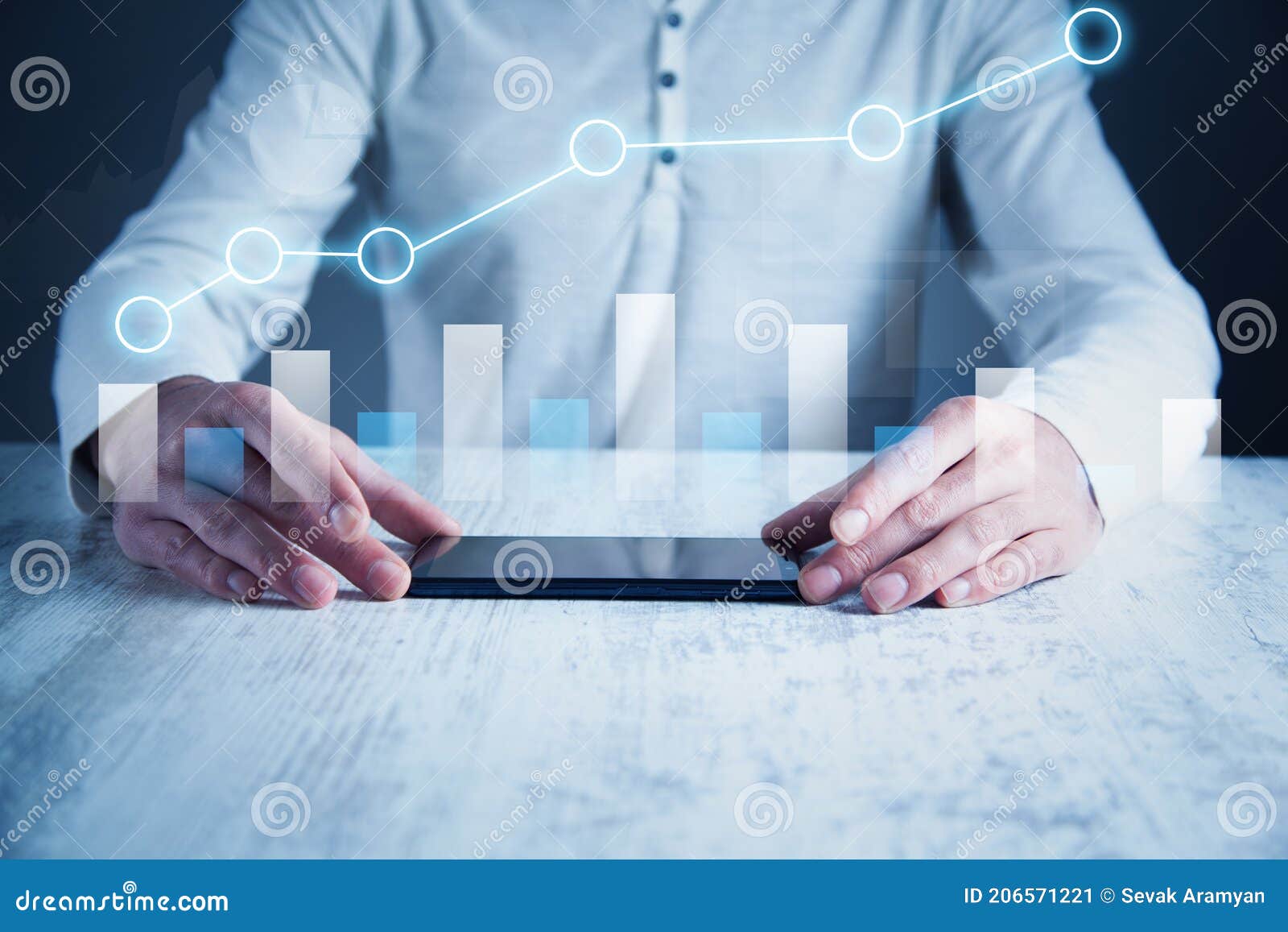 Man Hand Phone with Graph in Screen Stock Image - Image of investment ...