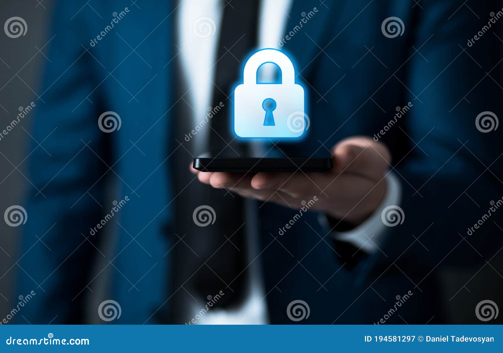 Man hand phone with lock stock image. Image of secure - 194581297