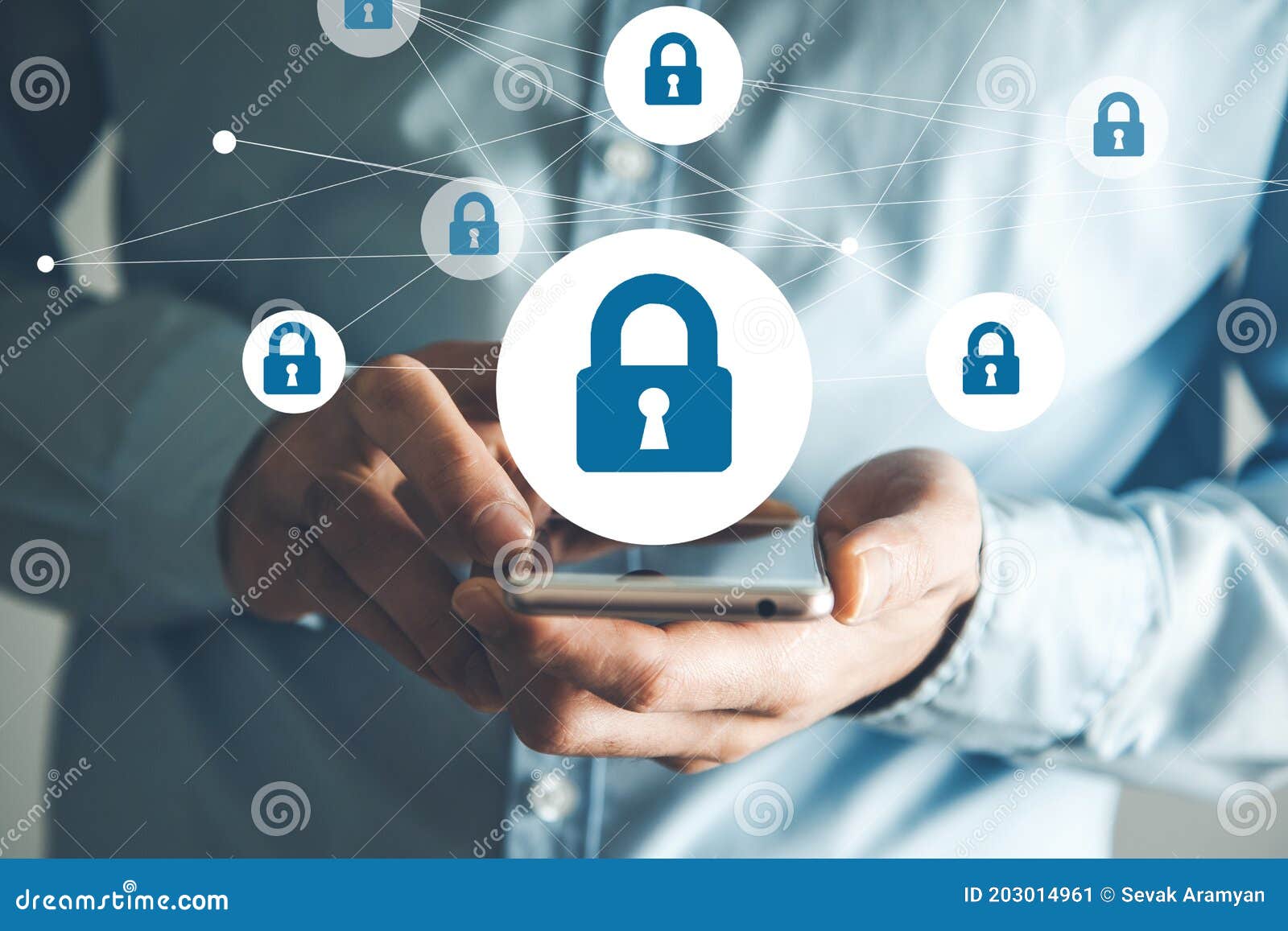 Man Hand Phone with Lock in Screen Stock Image - Image of hand, monitor ...