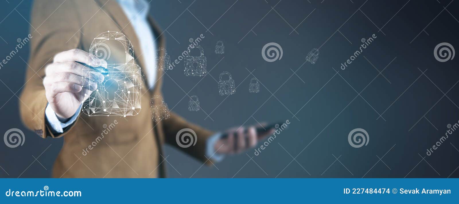 Man Hand Phone with Lock in Screen. Stock Photo - Image of modern ...