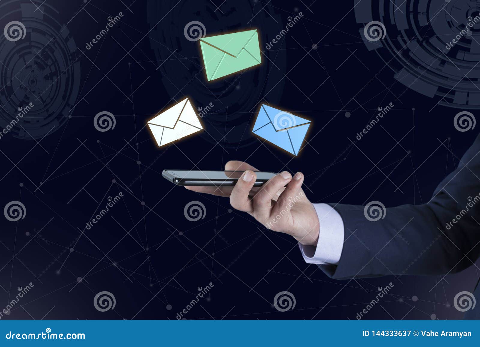 Man Hand Phone with Message Stock Image - Image of smartphone, business ...