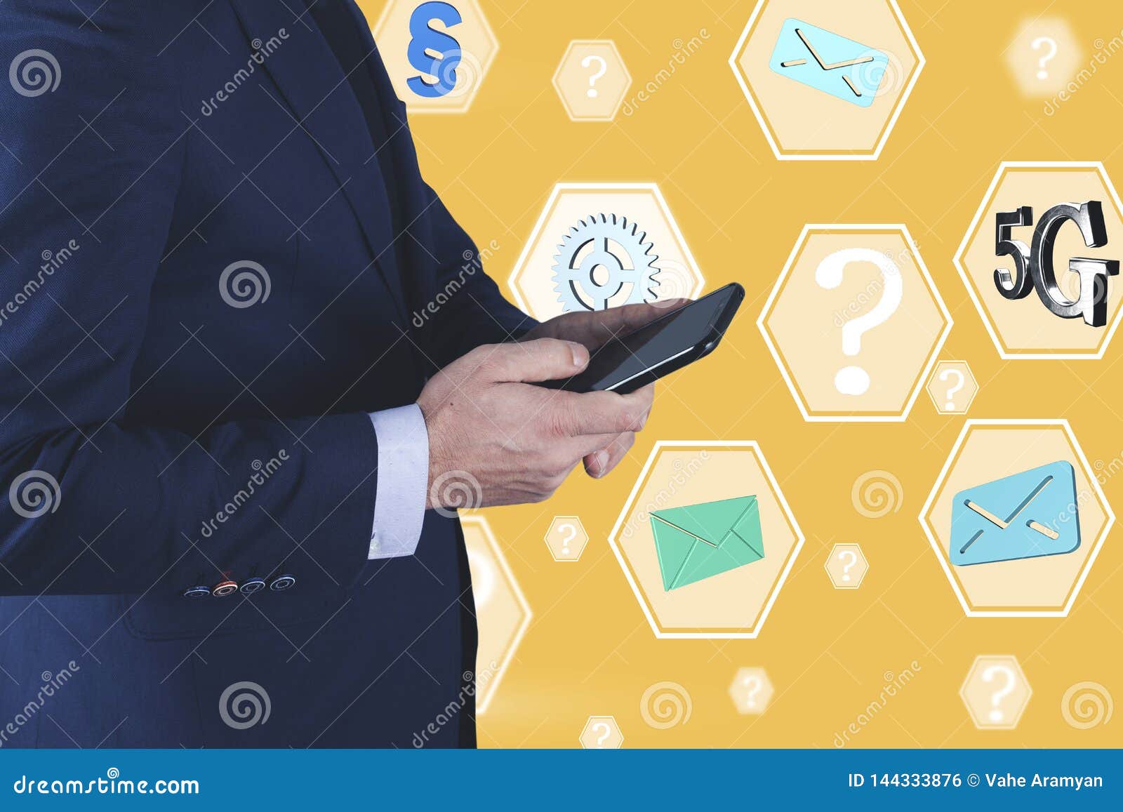 Man Hand Phone with Message Sign Stock Photo - Image of smart, network ...