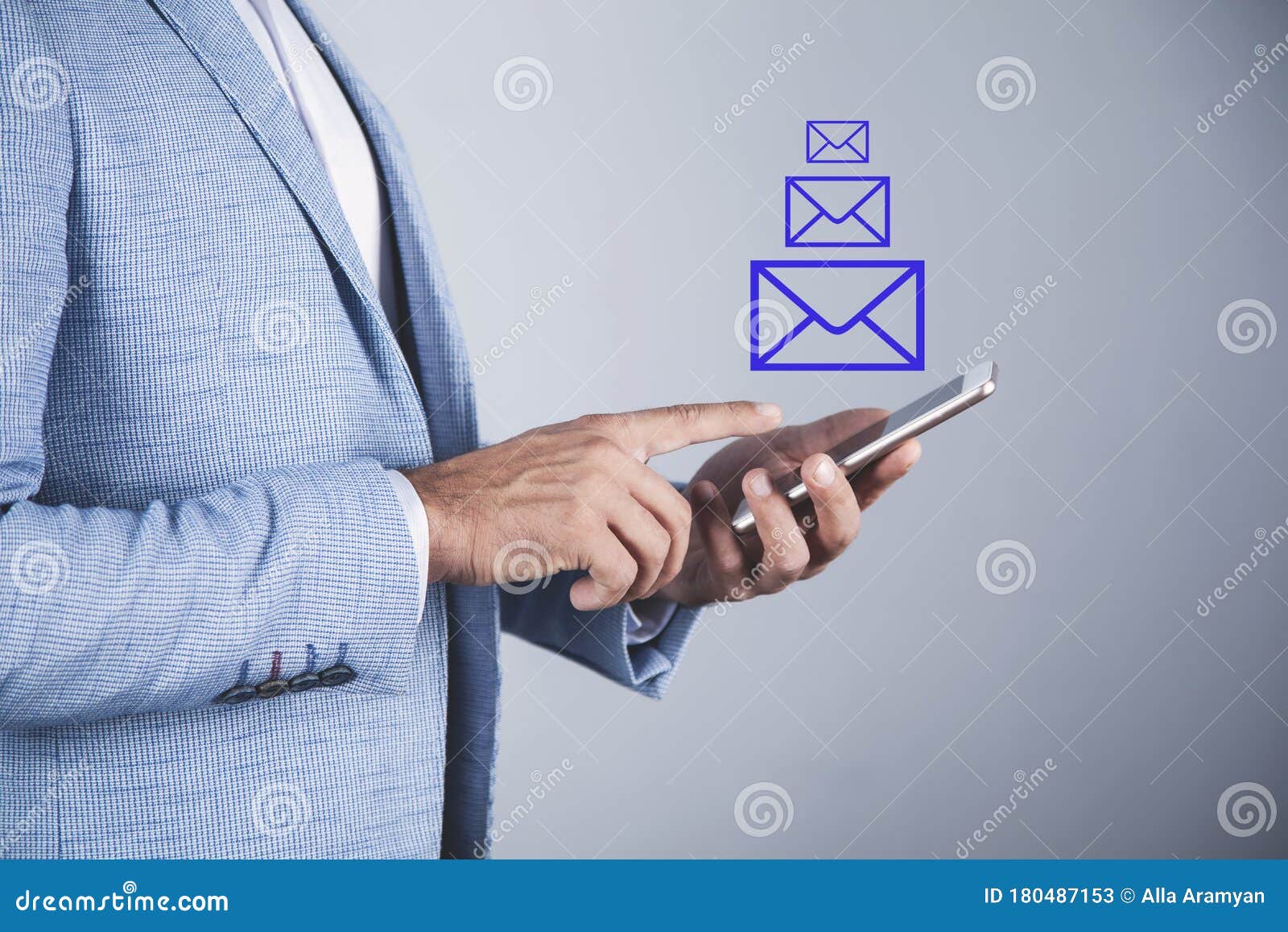 Man Hand Phone with Message Sign Stock Image - Image of email ...