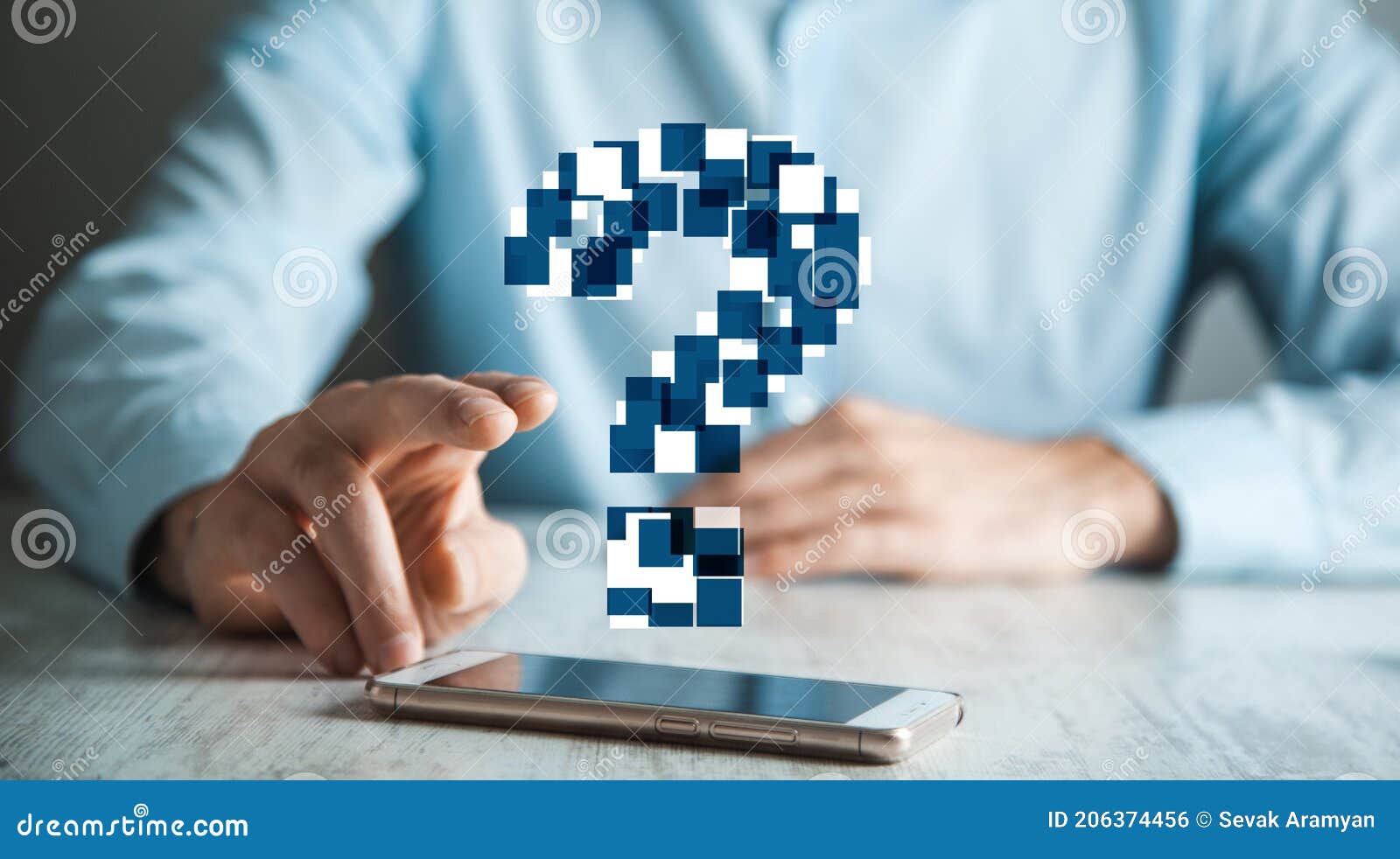 Man Hand Phone with Question Mark in Screen Stock Photo - Image of male ...