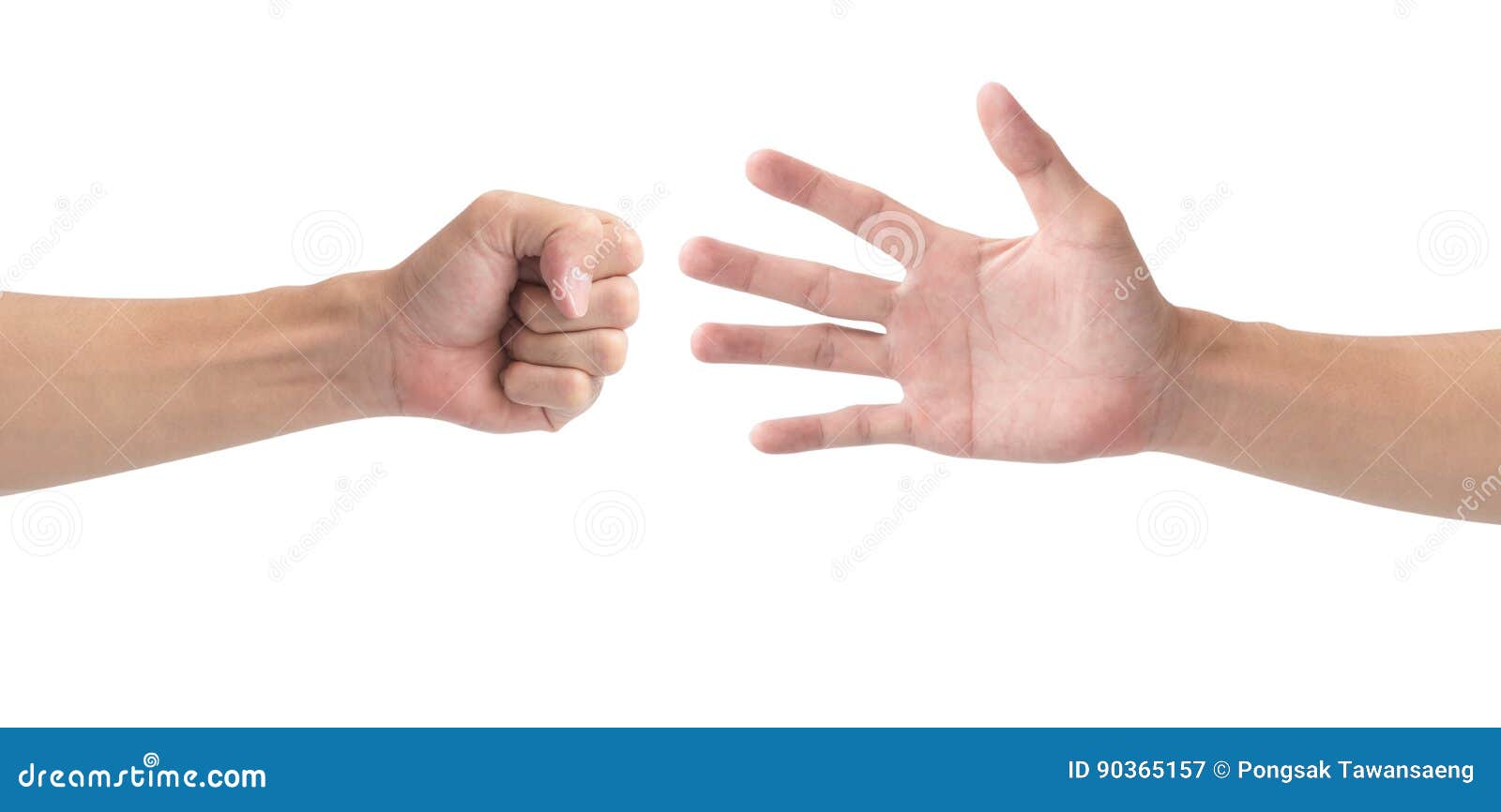 Man Hand Playing Rock Paper Scissors Isolate on White Background Stock ...