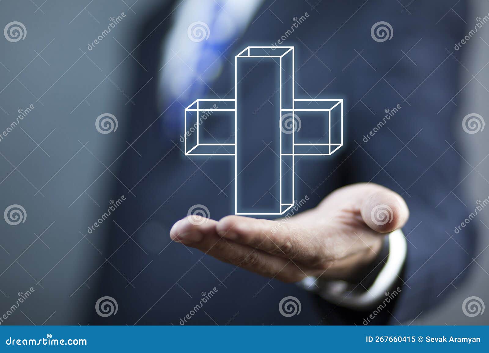 Man Hand Plus or Cross Sign Stock Image - Image of networking ...