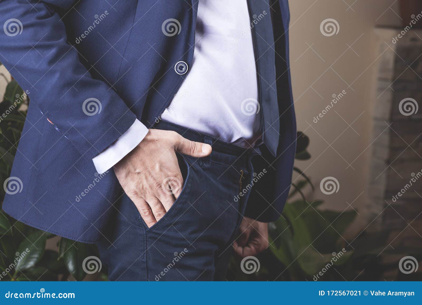 Man hand on pocket stock image. Image of wristwatch - 172567021