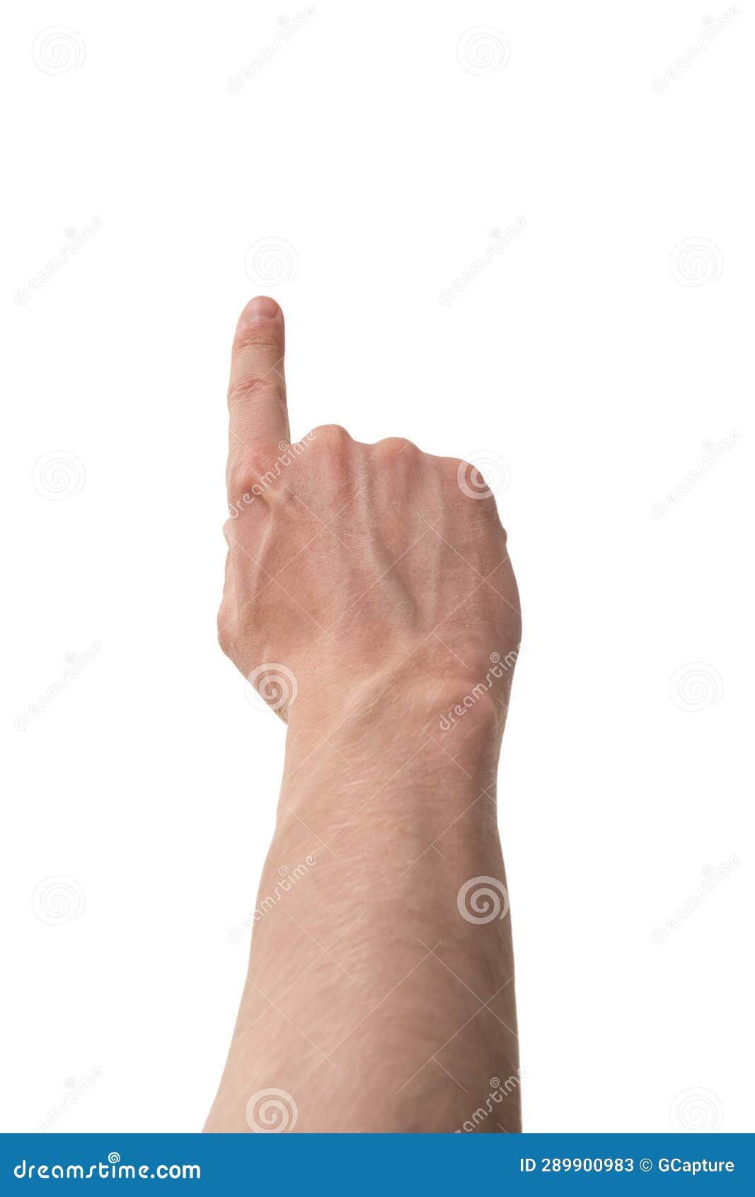 Man Hand Pointing with Right Index Finger Isolated on White Stock Image ...