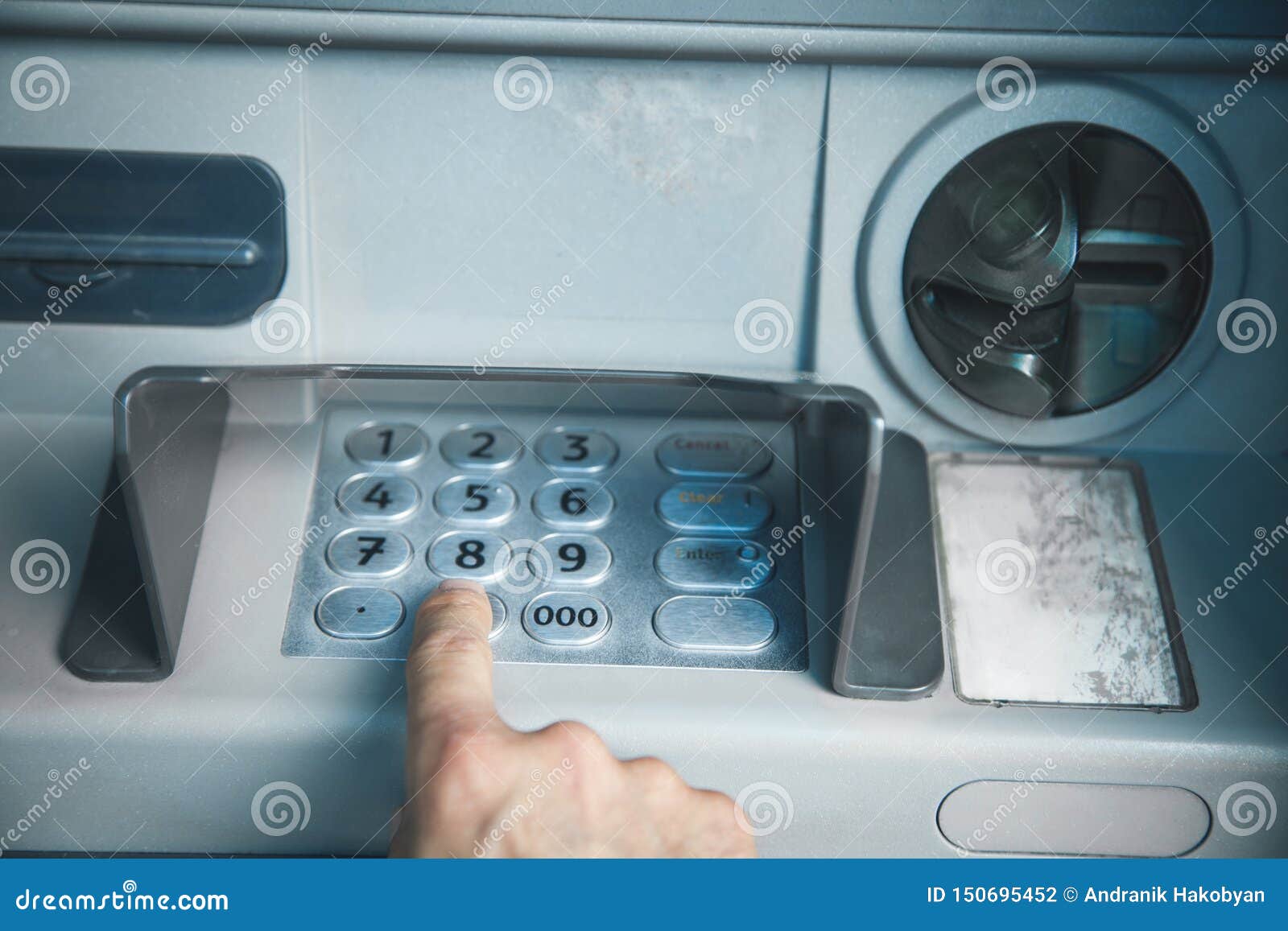 Man Hand Pressing on ATM Machine Keypad. ATM Stock Photo - Image of ...